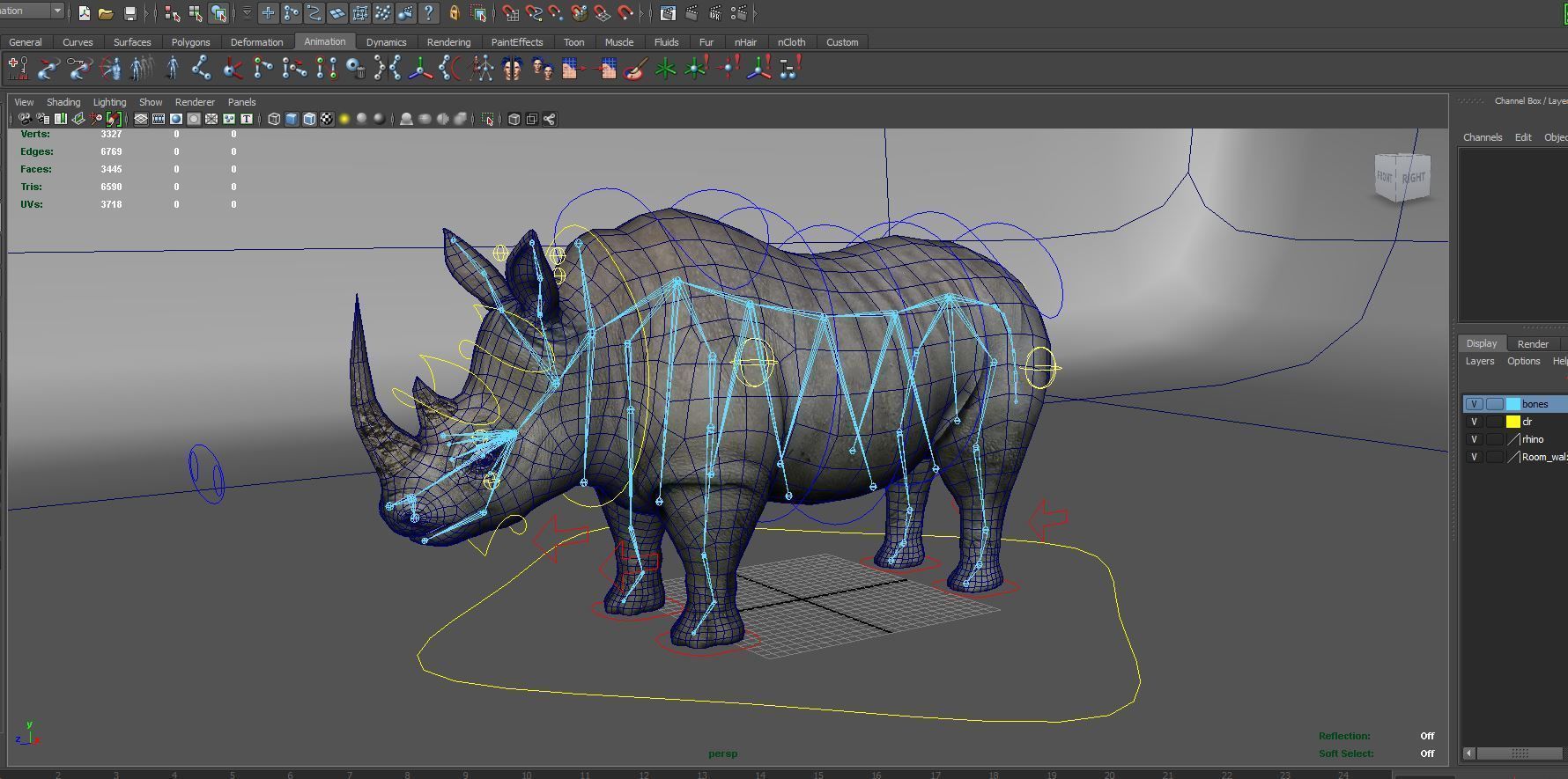 3D model 3D rhino rhinoceros realistic Rigged low poly VR / AR / low ...