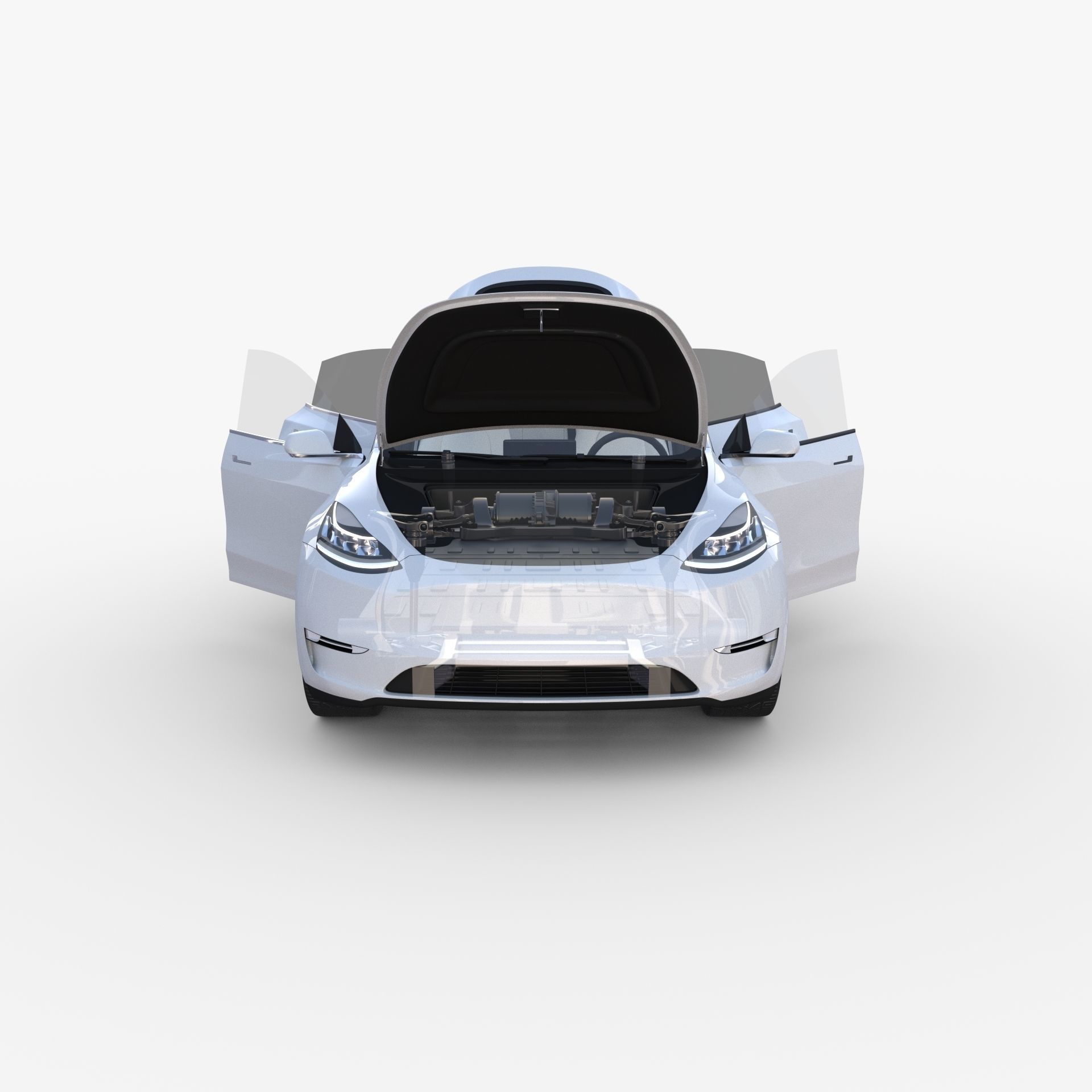 Tesla Model Y RWD White with interior and chassis 3D model | CGTrader