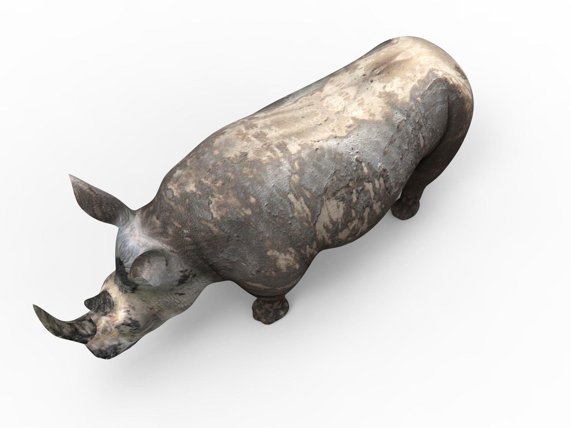 3D model 3D Dirty Rhino Model Rigged game ready VR / AR / low-poly ...