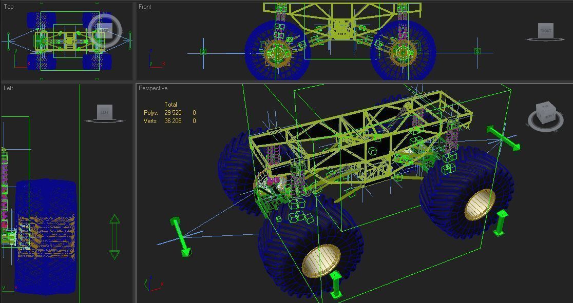 3D model Monster truck frame VR / AR / low-poly rigged | CGTrader