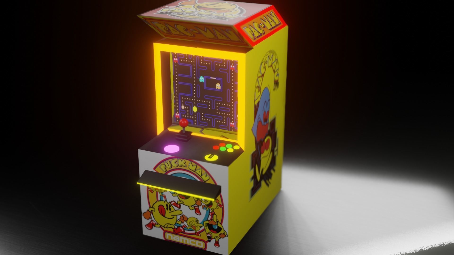 3D model Arcade Machine Pacman Version VR / AR / low-poly | CGTrader