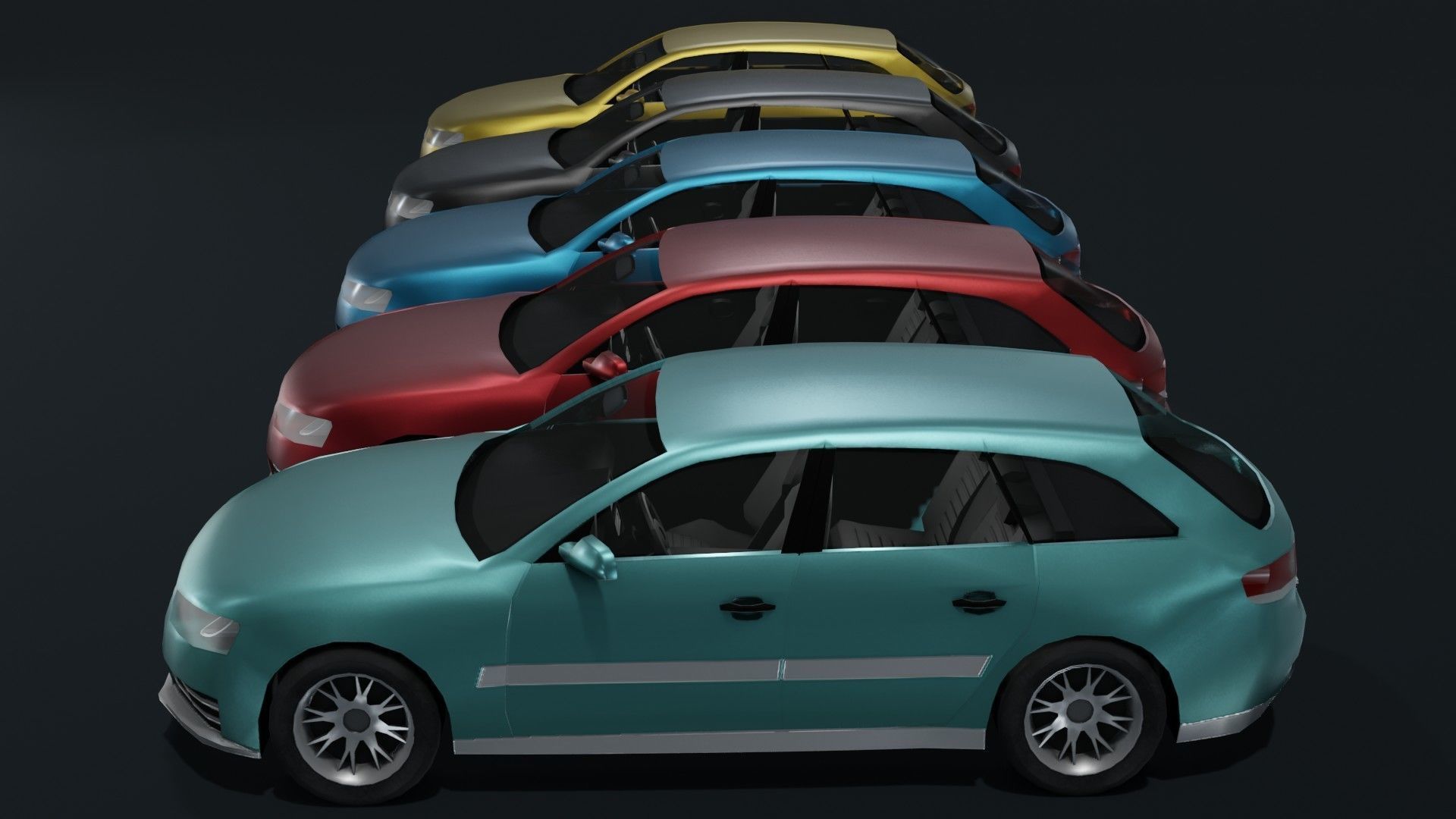 3D model Generic Station Wagon Car With Interior Lowpoly 3D Model VR ...