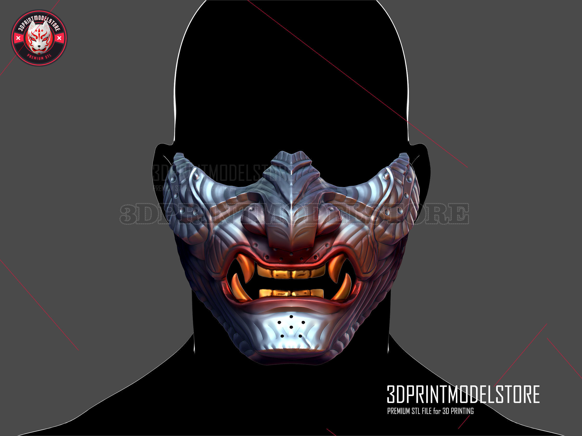 Japanese Oni Samurai Ghost Mask - Ghost of Tsushima Helmet 3D model 3D ...