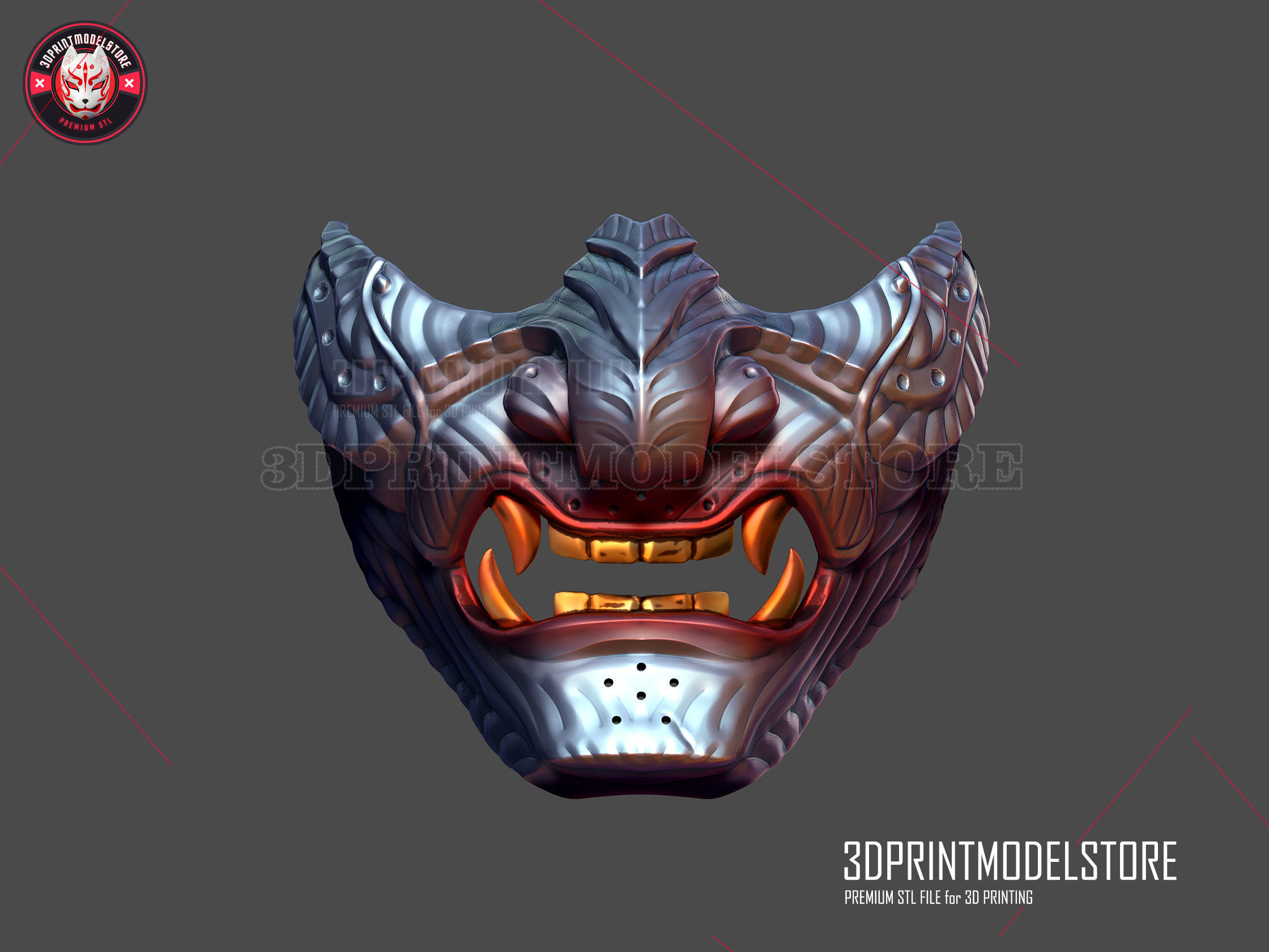 Japanese Oni Samurai Ghost Mask - Ghost of Tsushima Helmet 3D model 3D ...