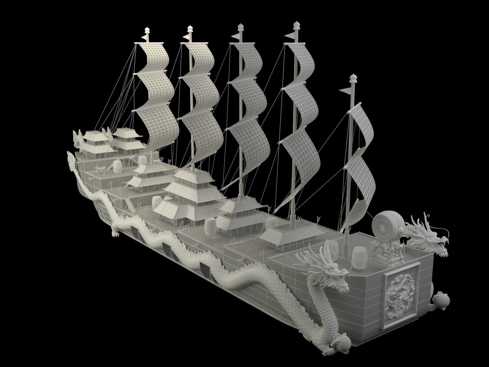 Chinese dragon boat 3D model | CGTrader