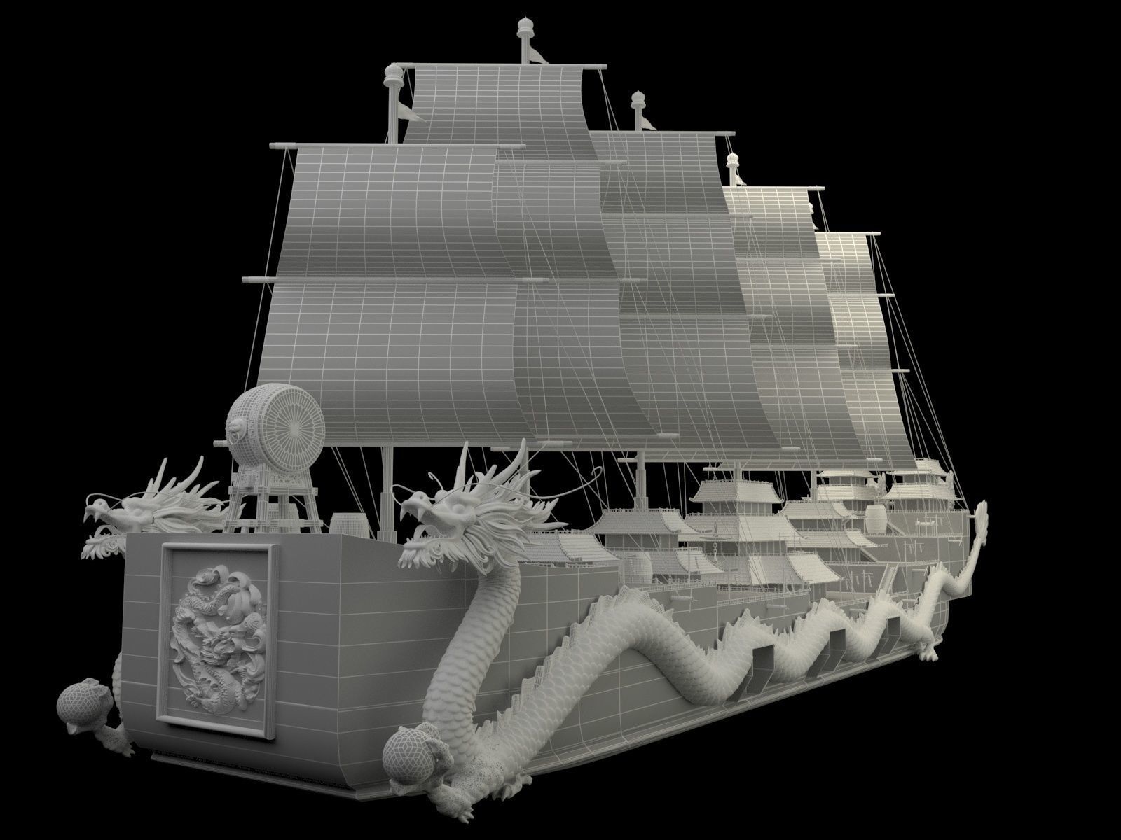 Chinese dragon boat 3D model | CGTrader