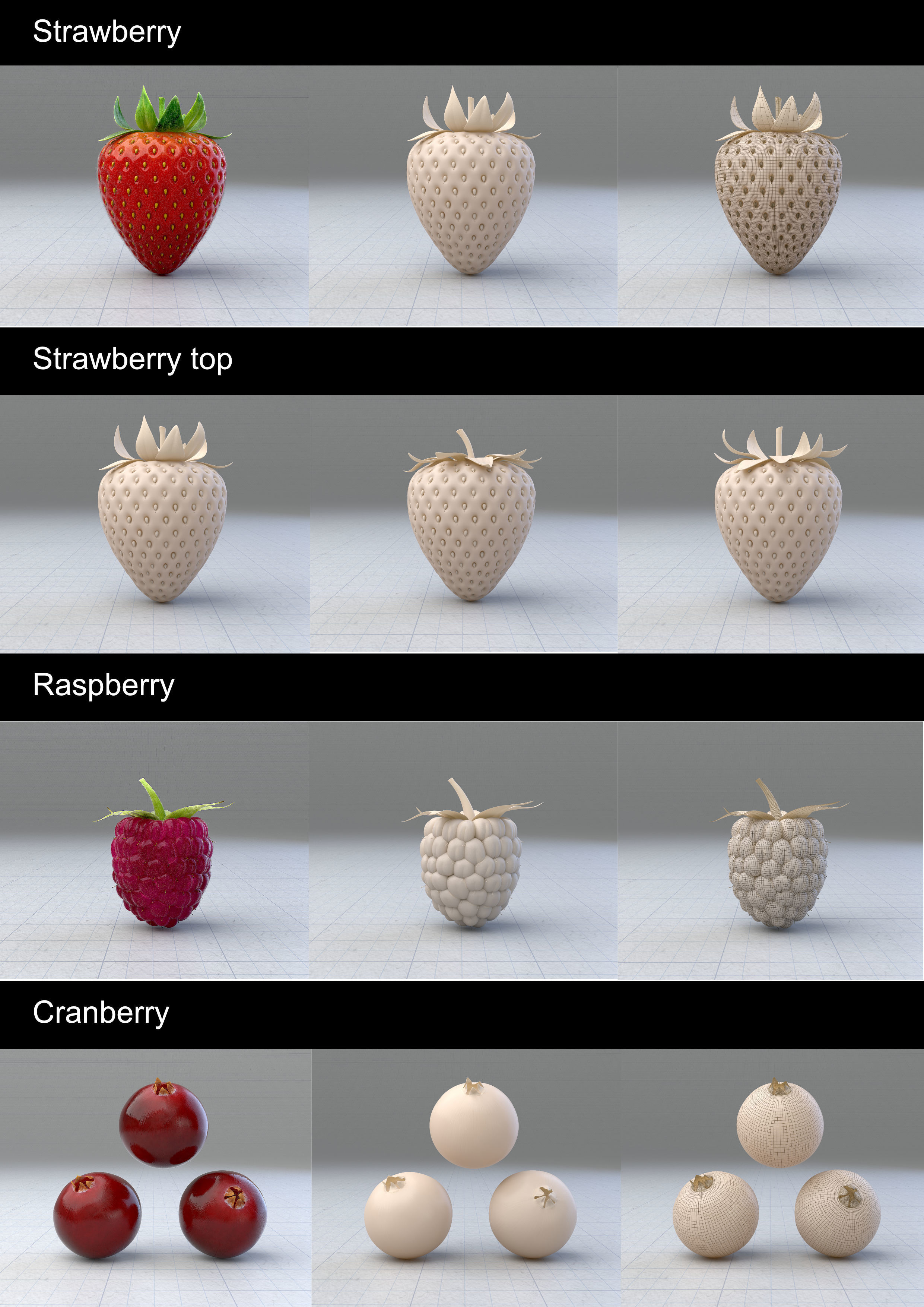 Berries and nuts bundle 3D model | CGTrader