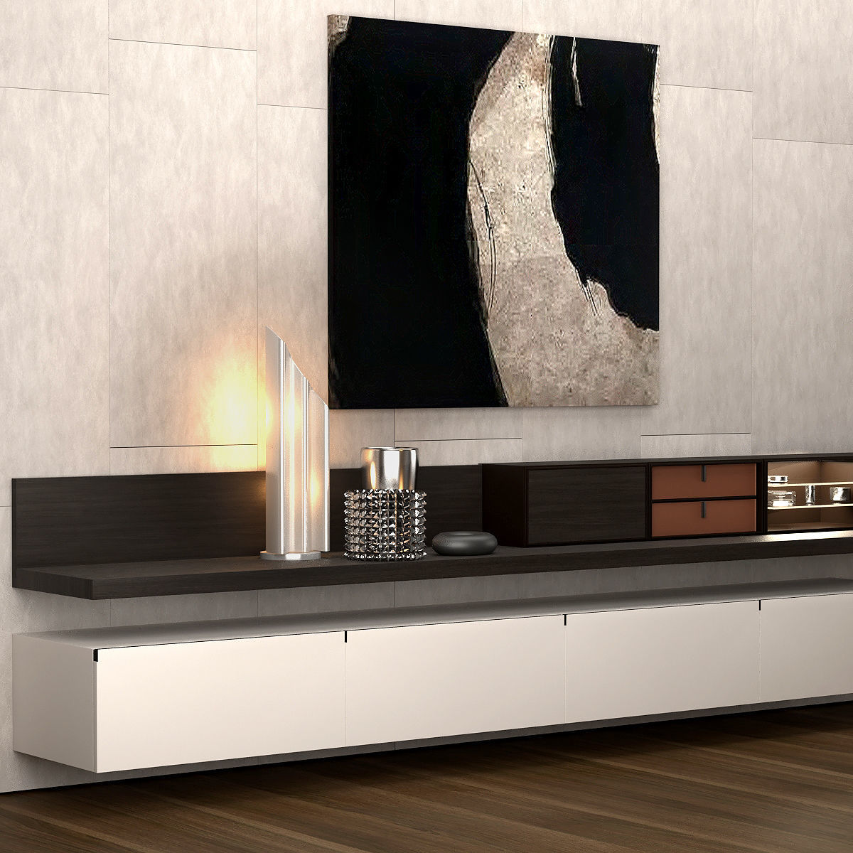 TV Unit Set Poliform QUID Realistic 3D Model 3D model | CGTrader