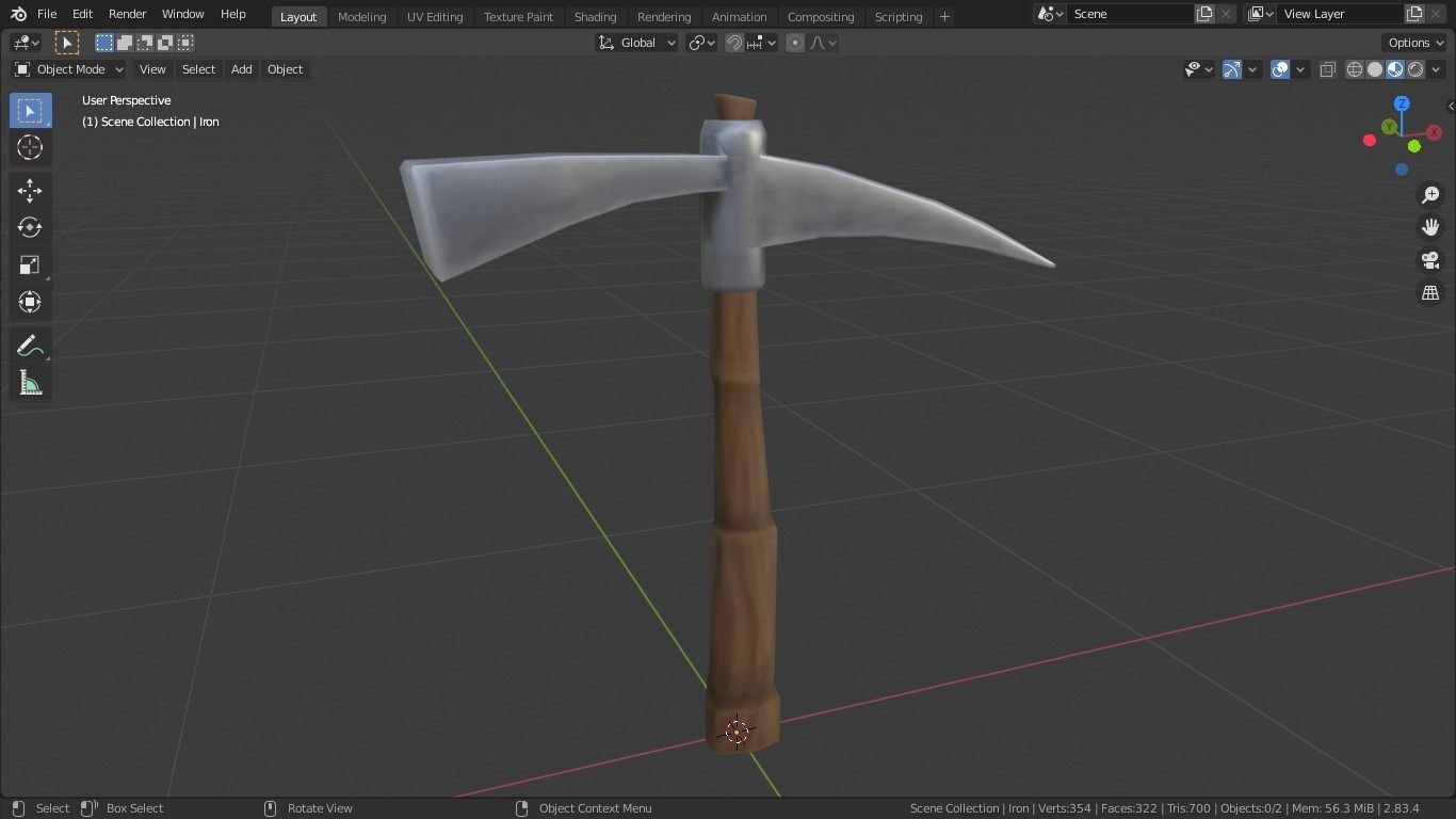 3D model Pickaxe - low-poly hand-painted 3D model VR / AR / low-poly ...