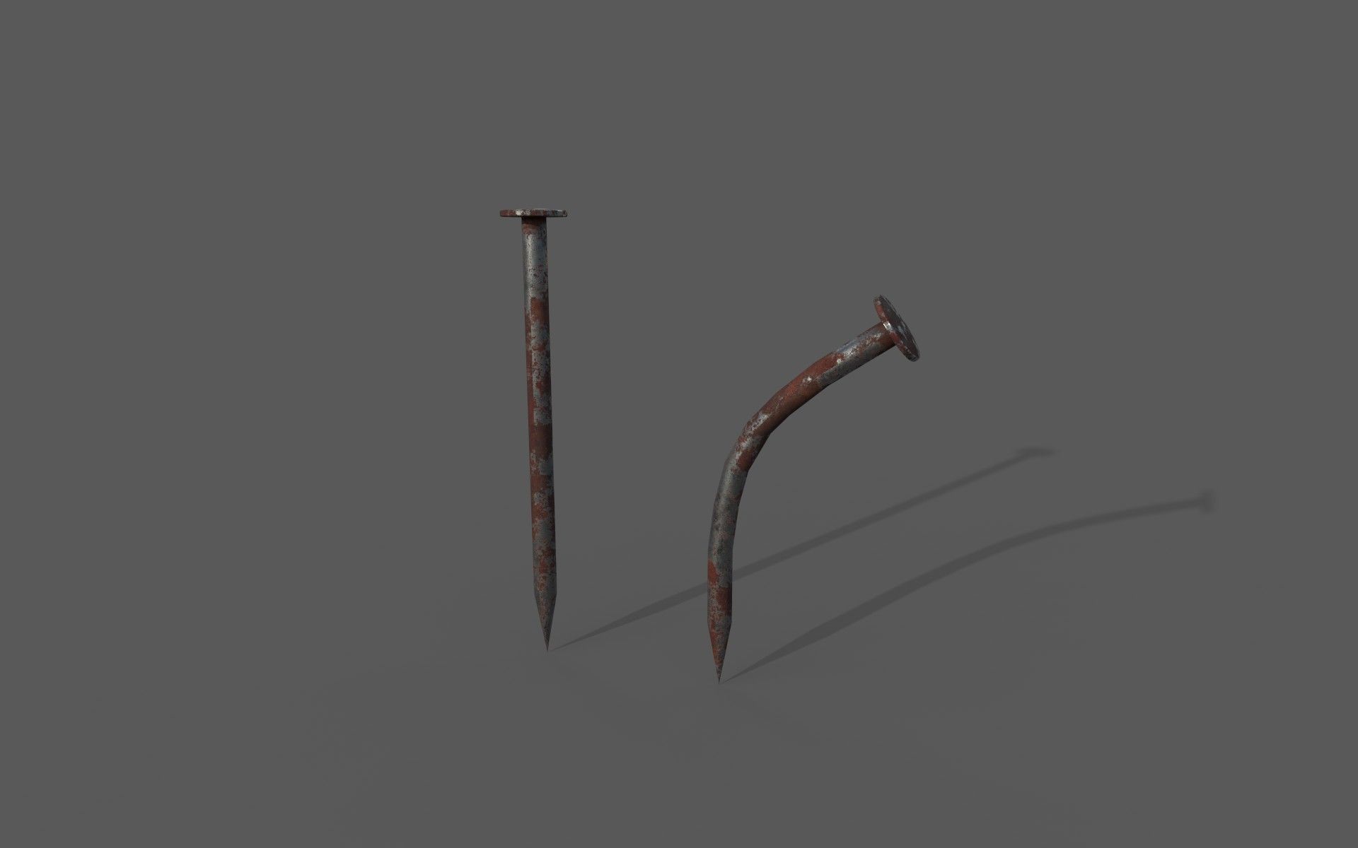 Rusty straight and bent nails 3D model low-poly | CGTrader