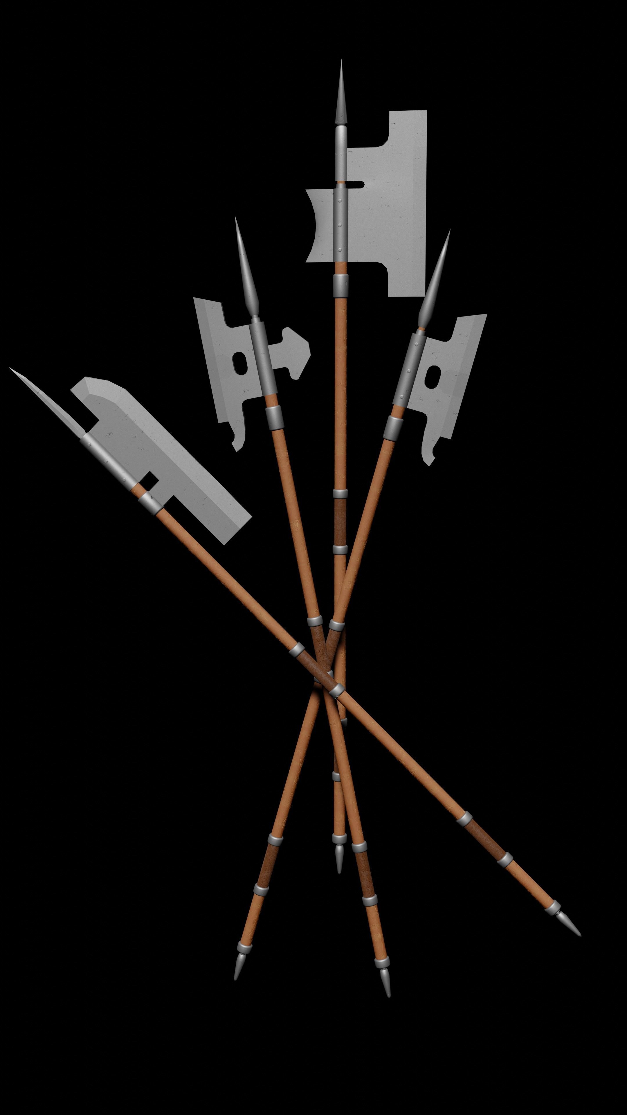 3D model Realistic pikes with procedural materials - 5 different pikes ...