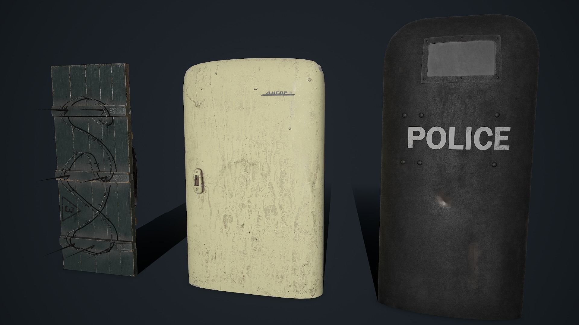 3D model Custom Post-Apocalypse Shields Bundle VR / AR / low-poly ...