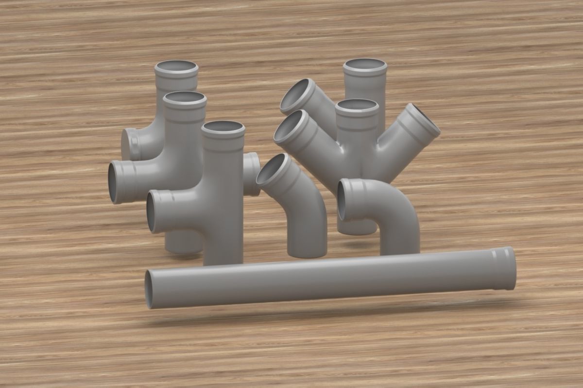 Pipes PVC kitbash 8 elements 3D model | CGTrader