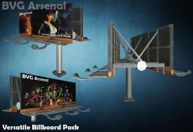 3D model Modular Billboard Pack 01 VR / AR / low-poly | CGTrader