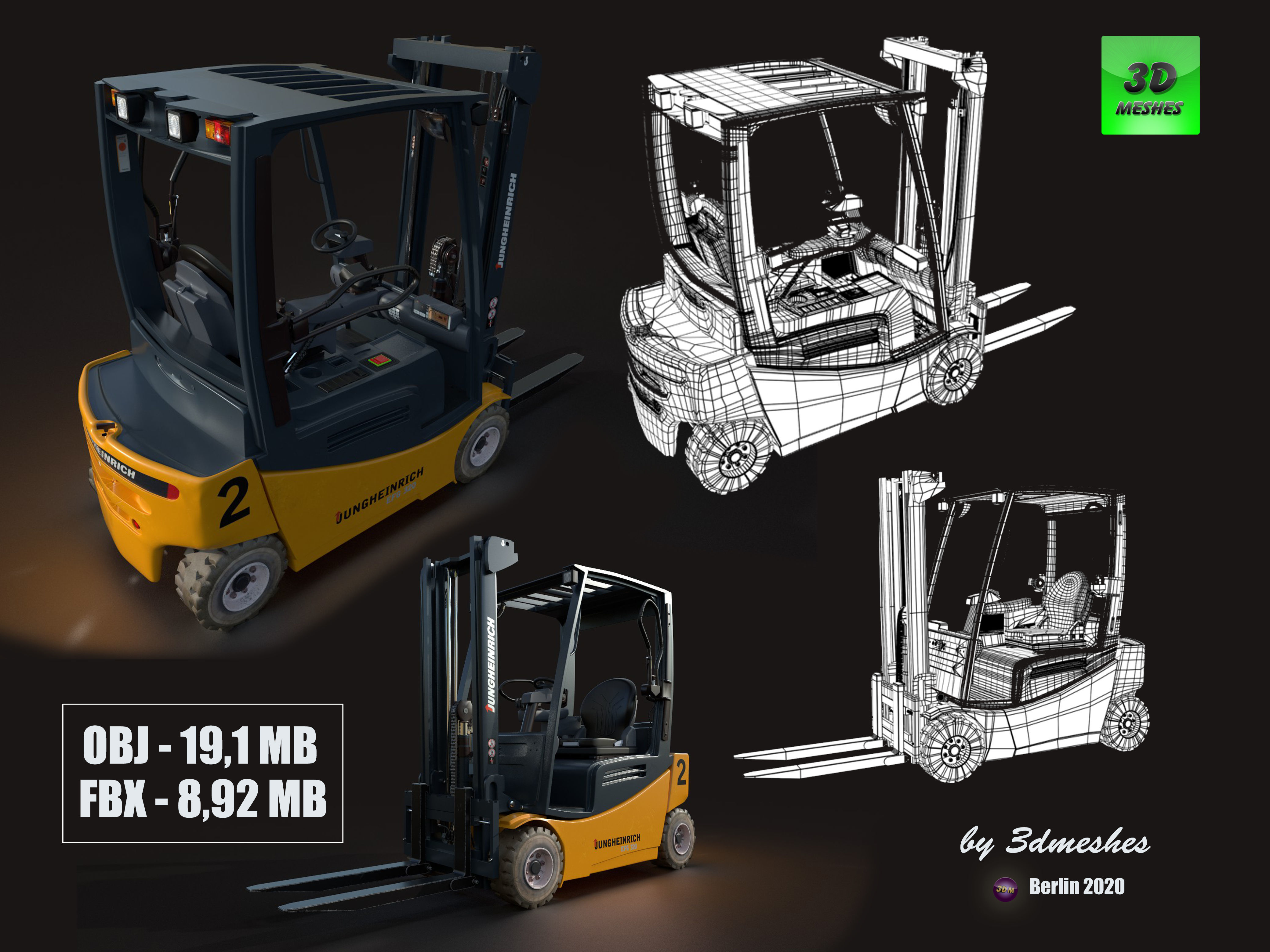 Jungheinrich EFG 320 Electro Forklift by 3D Meshes Berlin 3D model ...