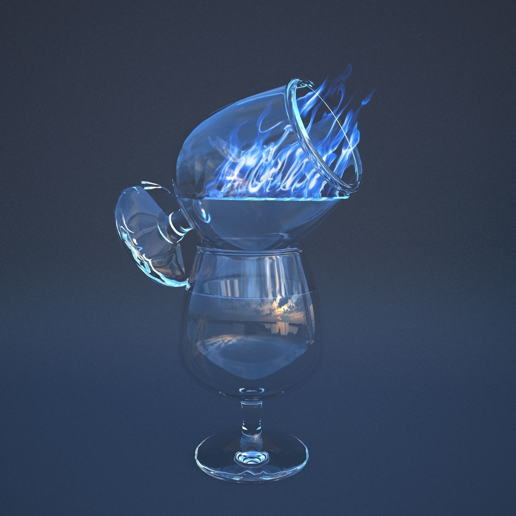 3D model Sambuca fire in glass VR / AR / low-poly | CGTrader