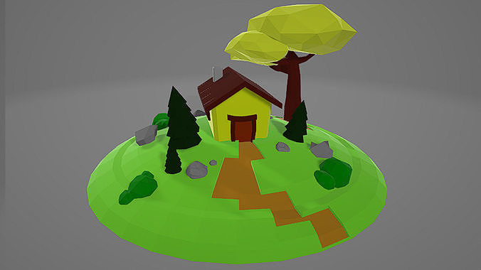 Low Poly House Environment 3D model | CGTrader
