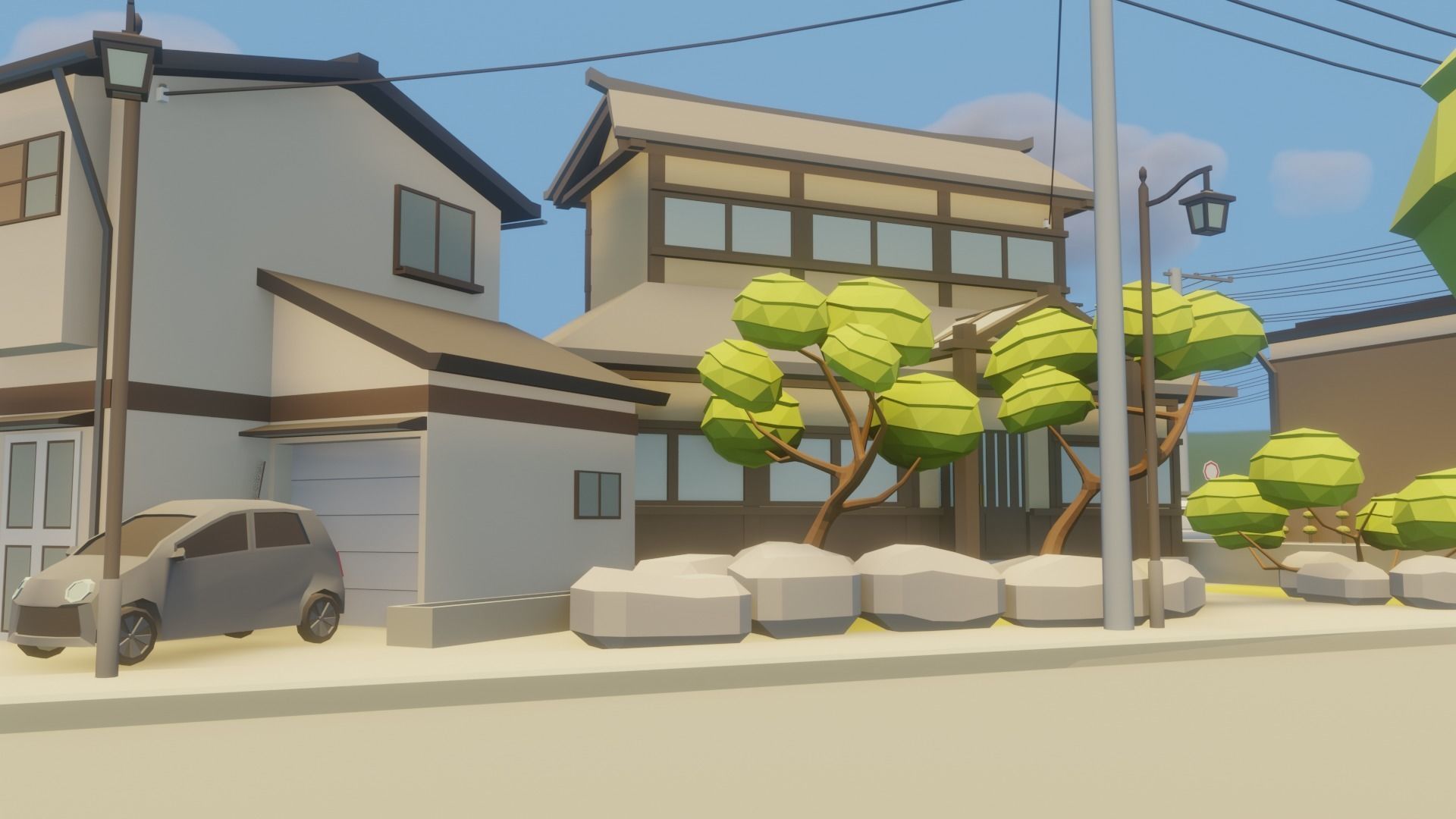 3D model Low poly japanese town VR / AR / low-poly | CGTrader