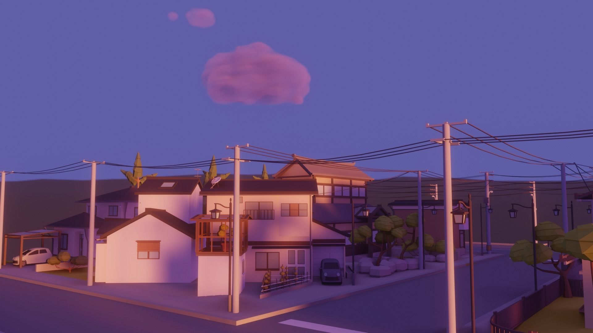 3D model Low poly japanese town VR / AR / low-poly | CGTrader