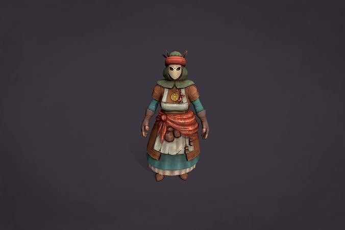 Fantasy vendor 3D model animated rigged | CGTrader