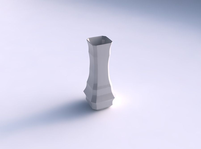 Vase larger opening rectangle with curved creases 3D model 3D printable ...