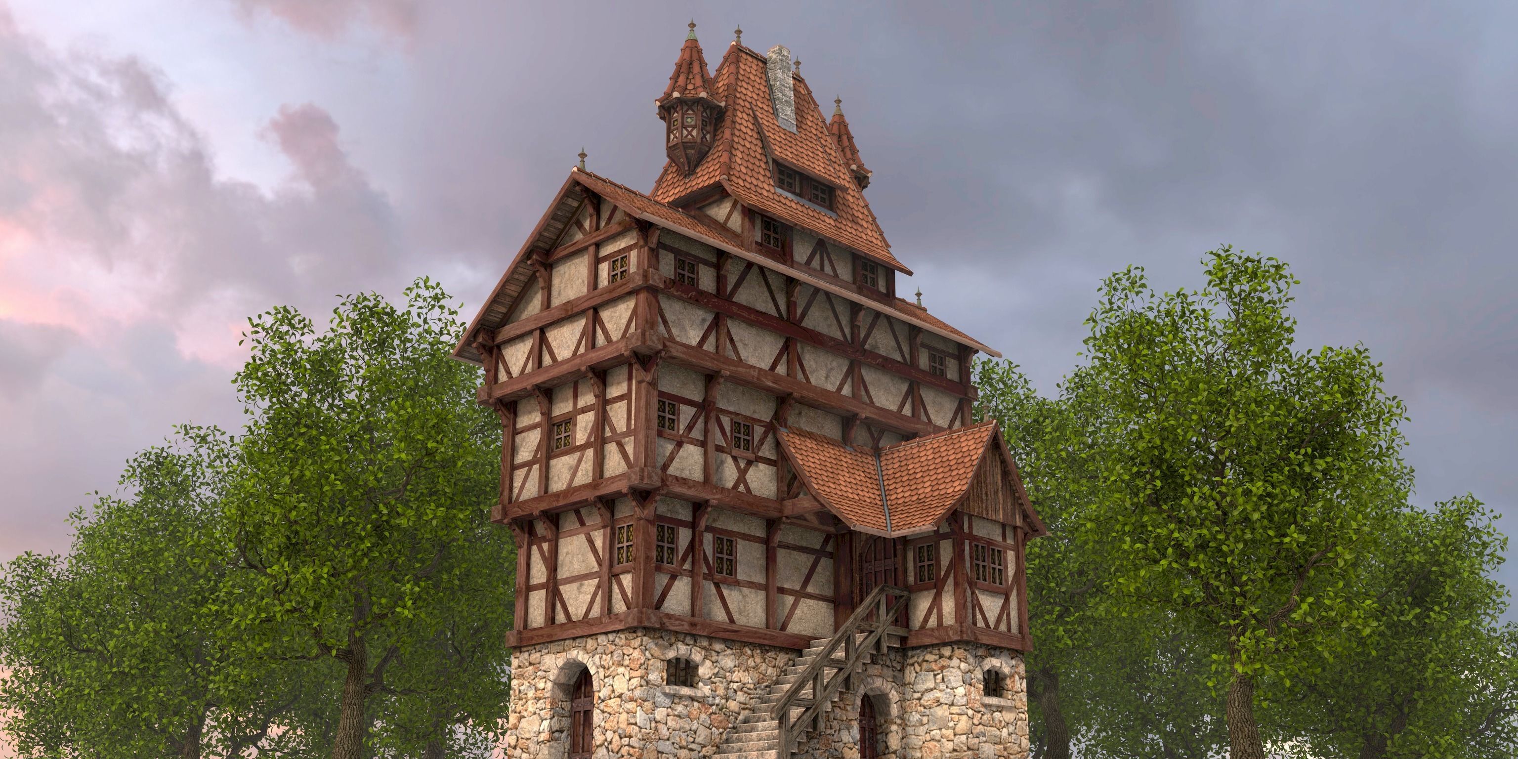 3D model Half-timbered house from the 17th CENTURY VR / AR / low-poly ...