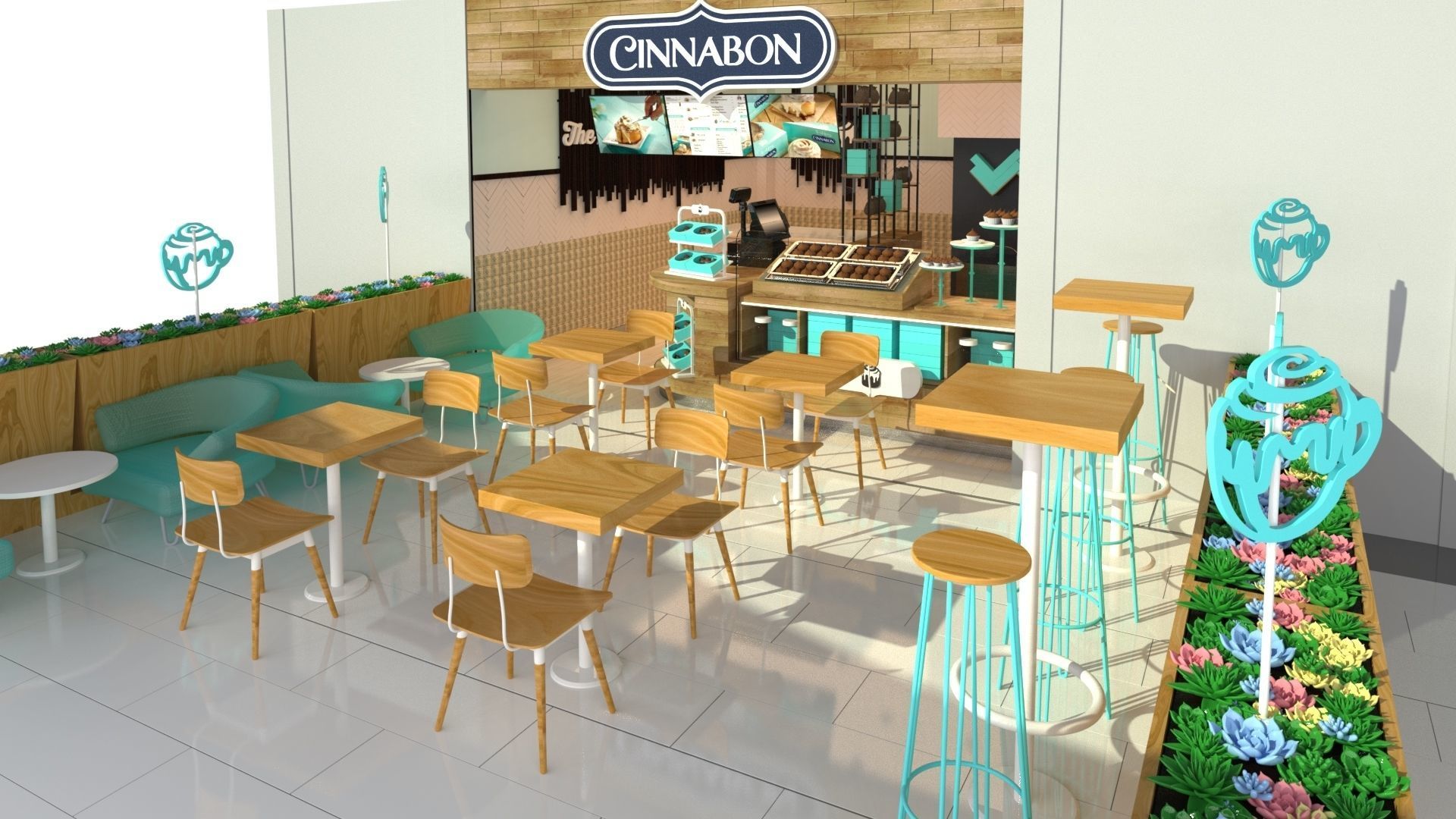 Cinnabon Shop 3d model- interior design 3D model rigged | CGTrader