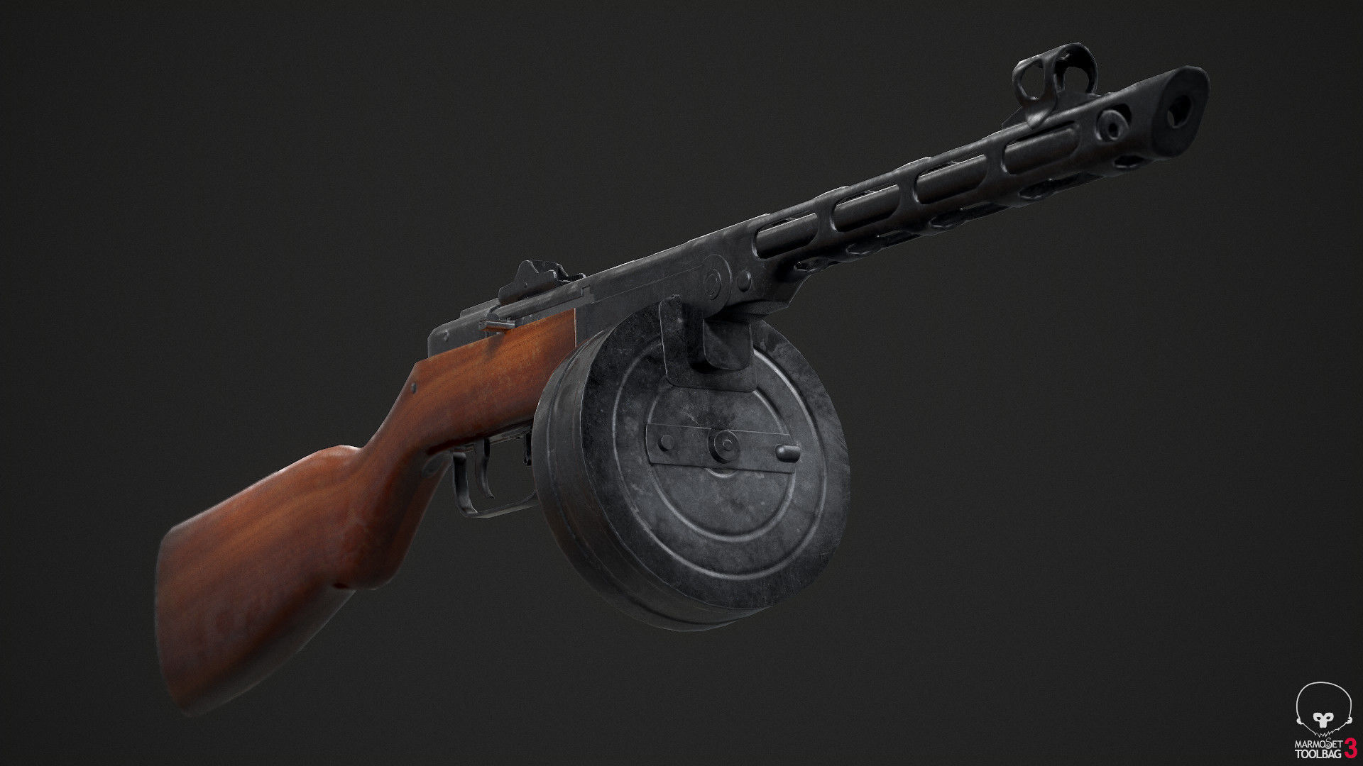 Submachine gun Shpagin PPSH free VR / AR / low-poly 3D model | CGTrader