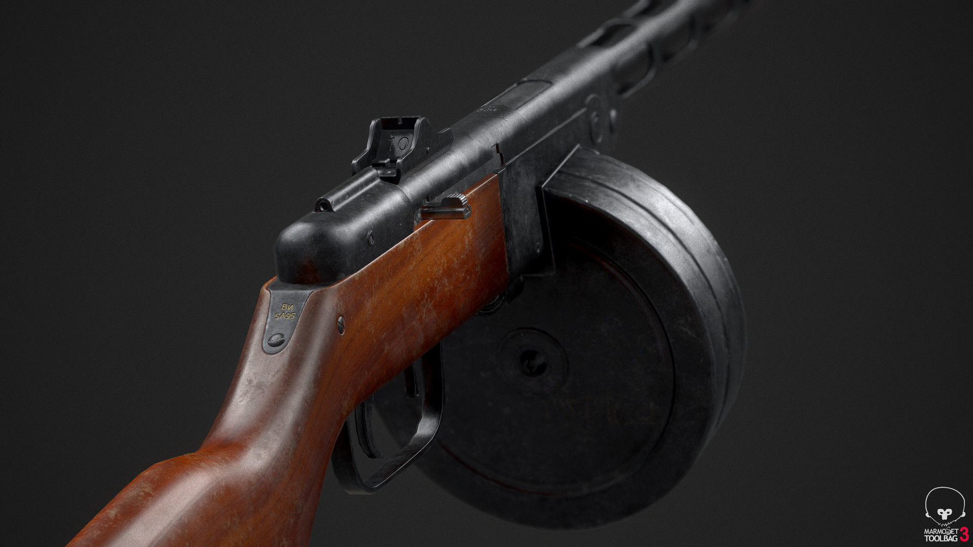 Submachine gun Shpagin PPSH free VR / AR / low-poly 3D model | CGTrader