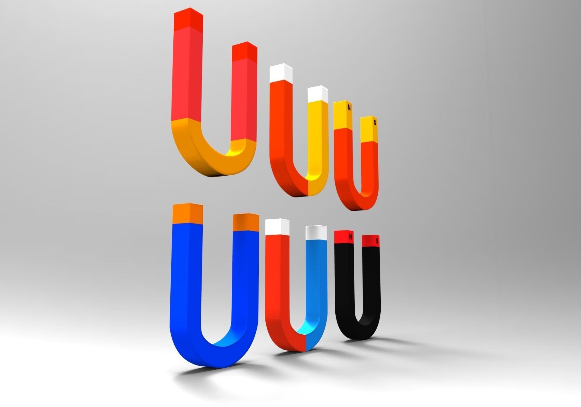 3D model Magnet low poly magnets in shape of u VR / AR / low-poly ...