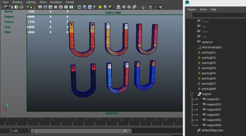 3D model Magnet low poly magnets in shape of u VR / AR / low-poly ...