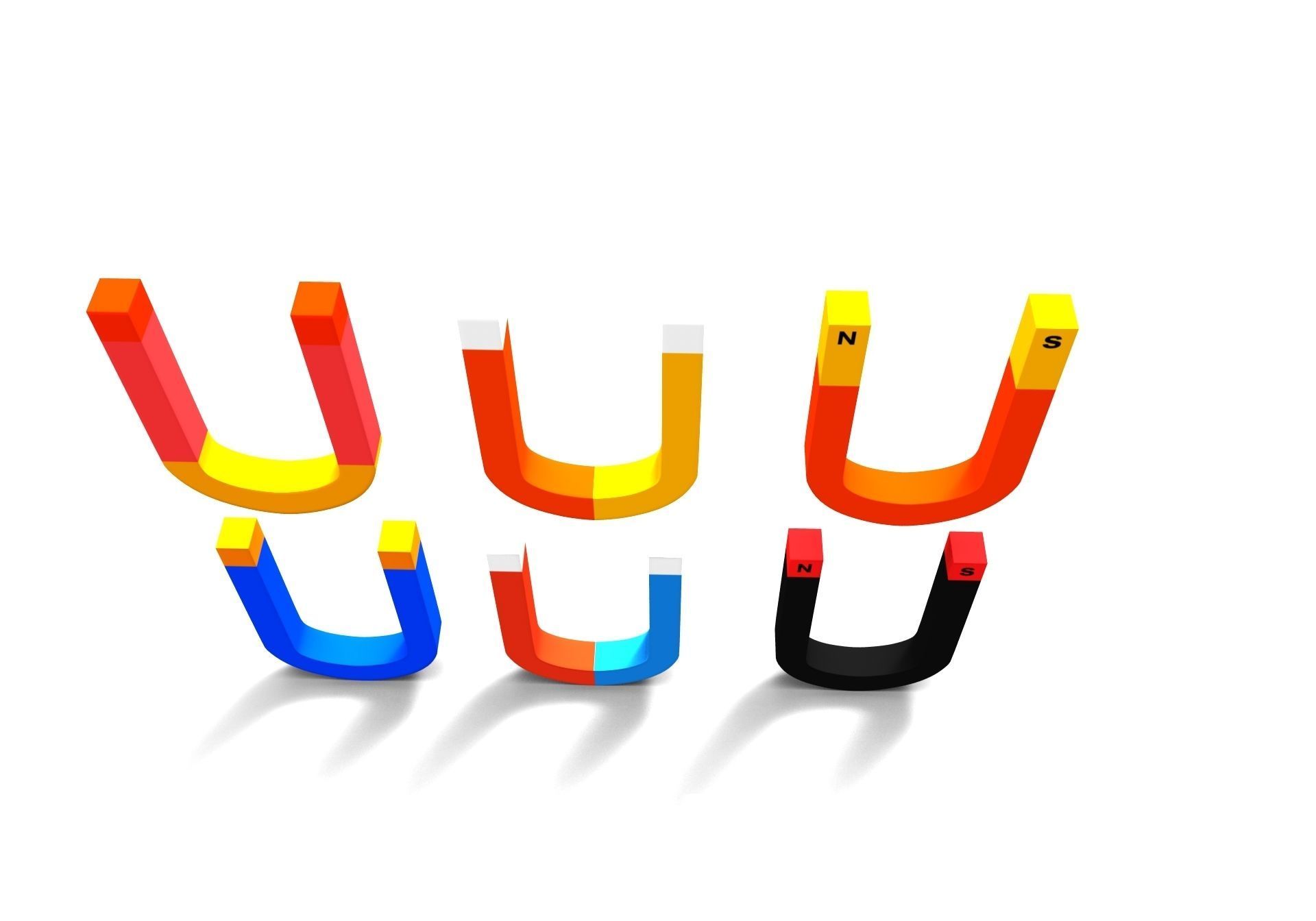 3D model Magnet low poly magnets in shape of u VR / AR / low-poly ...