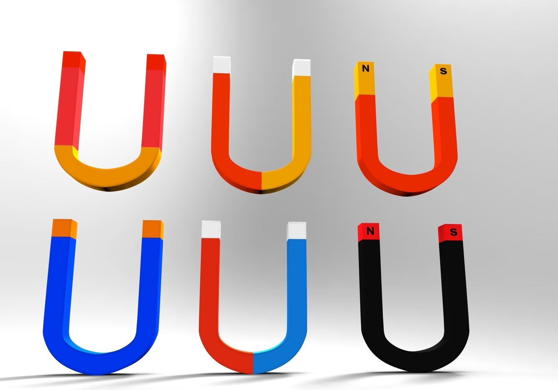 3D model Magnet low poly magnets in shape of u VR / AR / low-poly ...