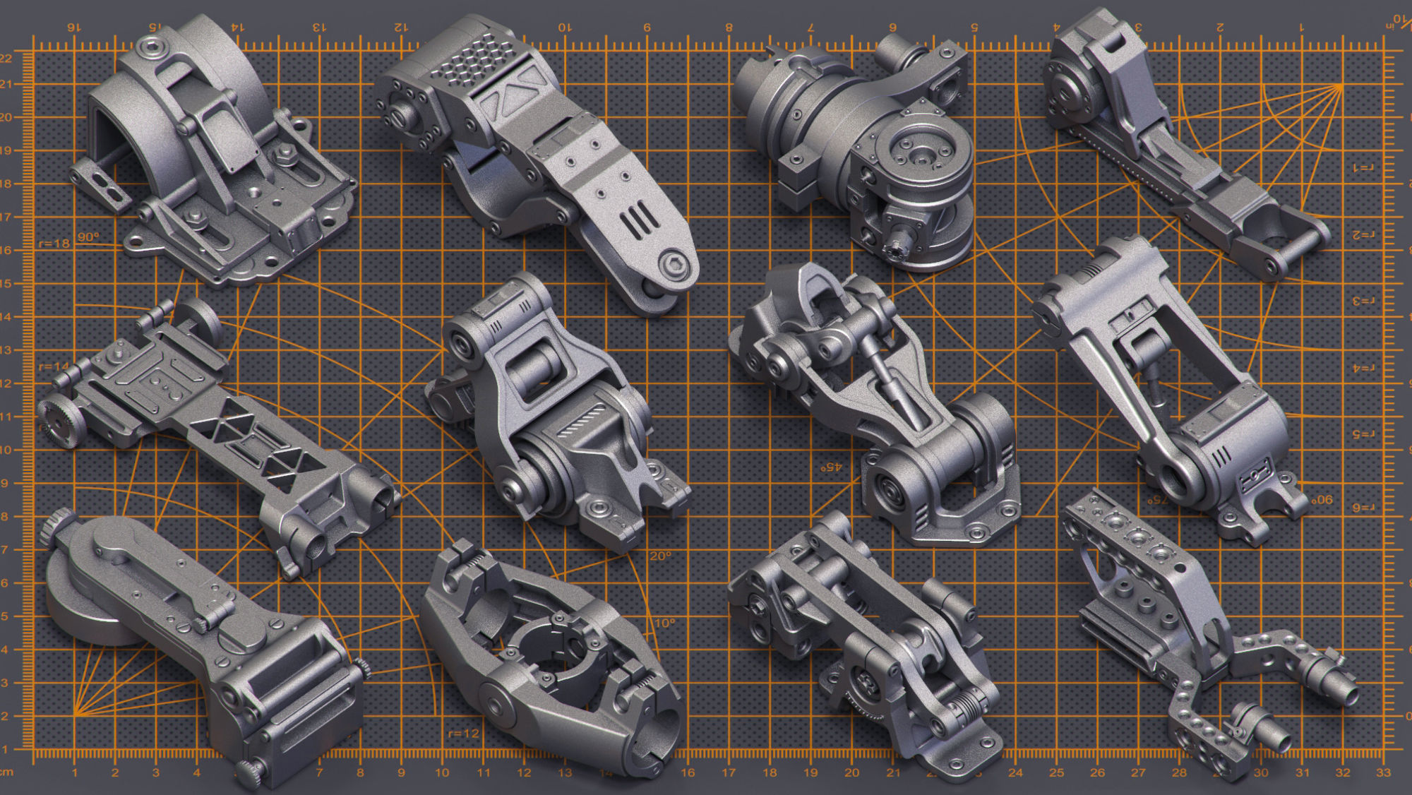 Mega Pack Hard Surface Kitbash 400 DETAILS 3D model | CGTrader
