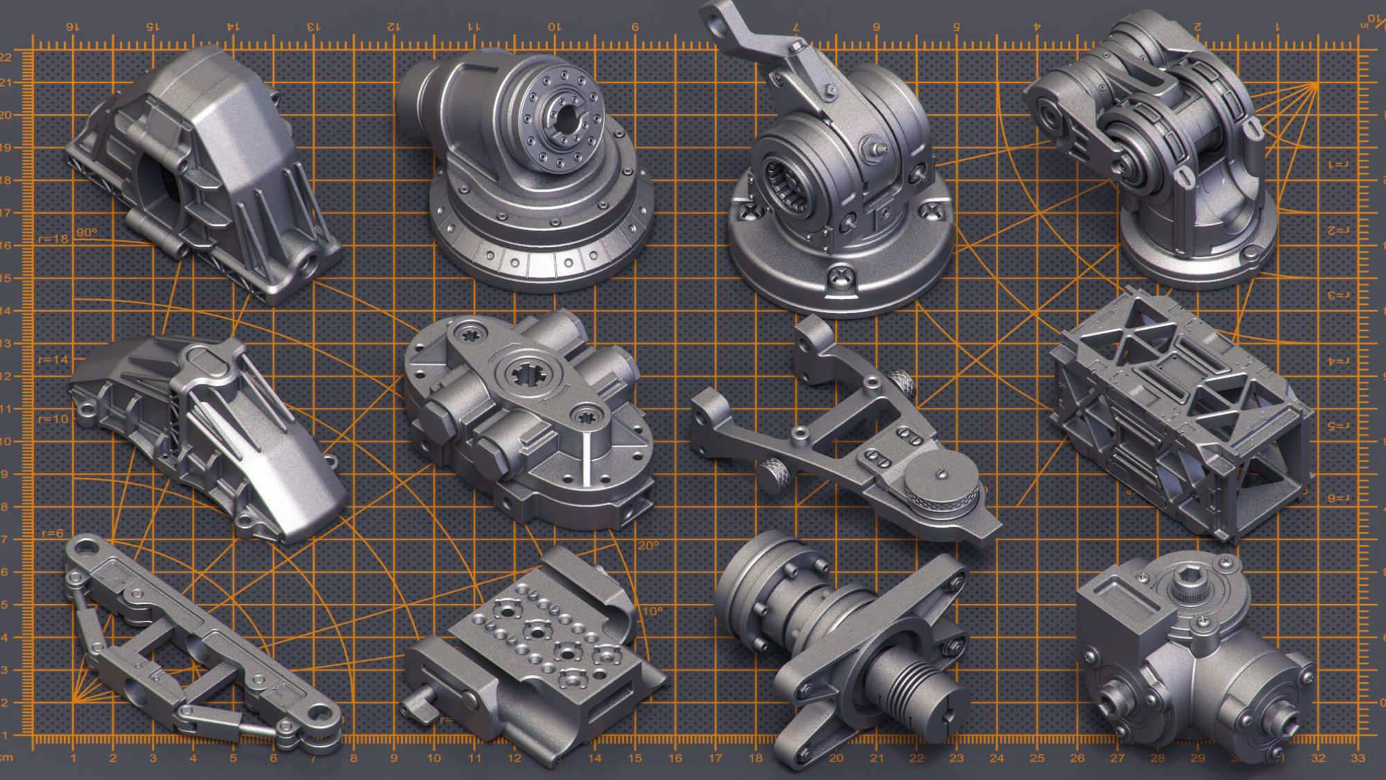 Mega Pack Hard Surface Kitbash 400 DETAILS 3D model | CGTrader