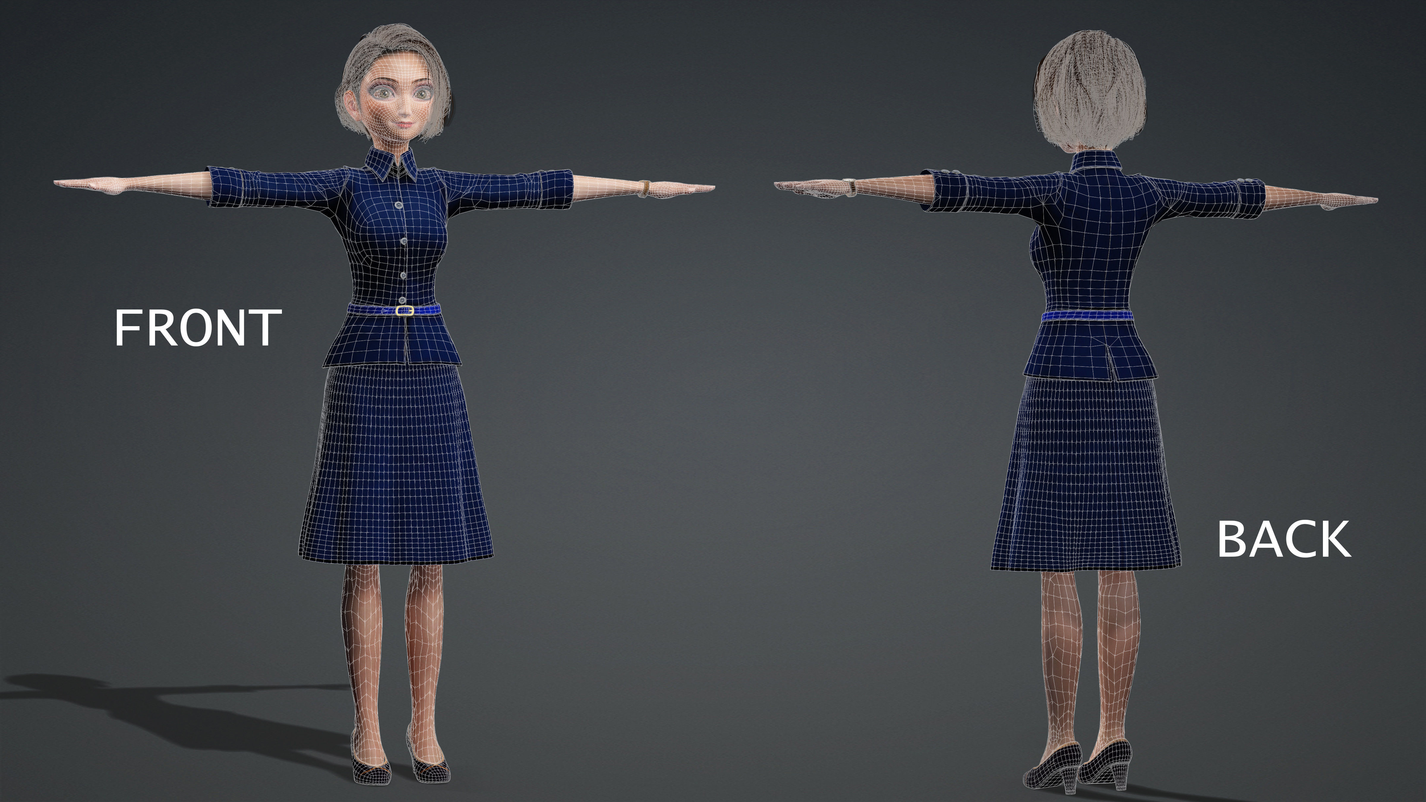 Stylized Lady Rigged with expression blend shapes 3D model rigged ...