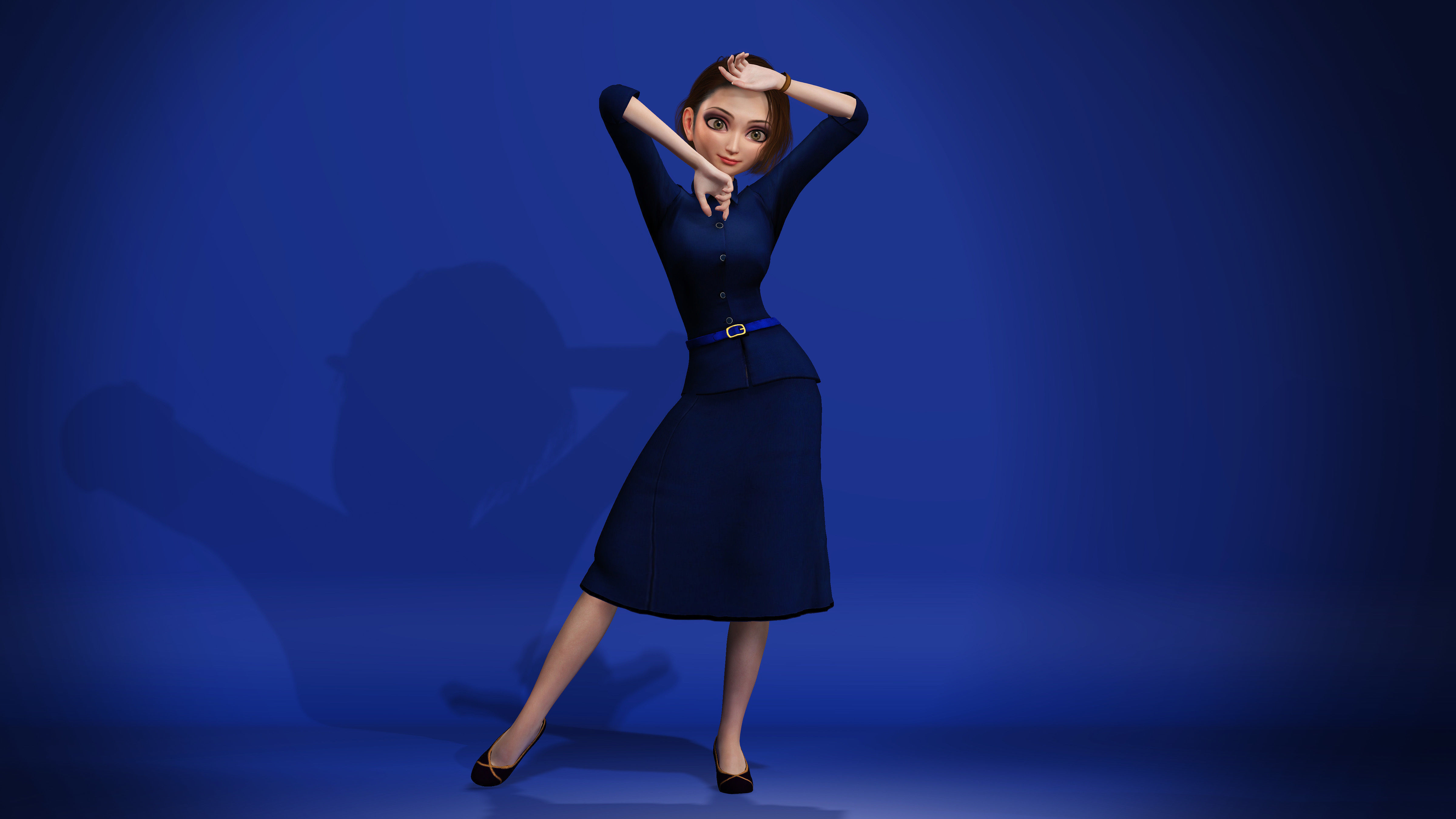 Stylized Lady Rigged with expression blend shapes 3D model rigged ...