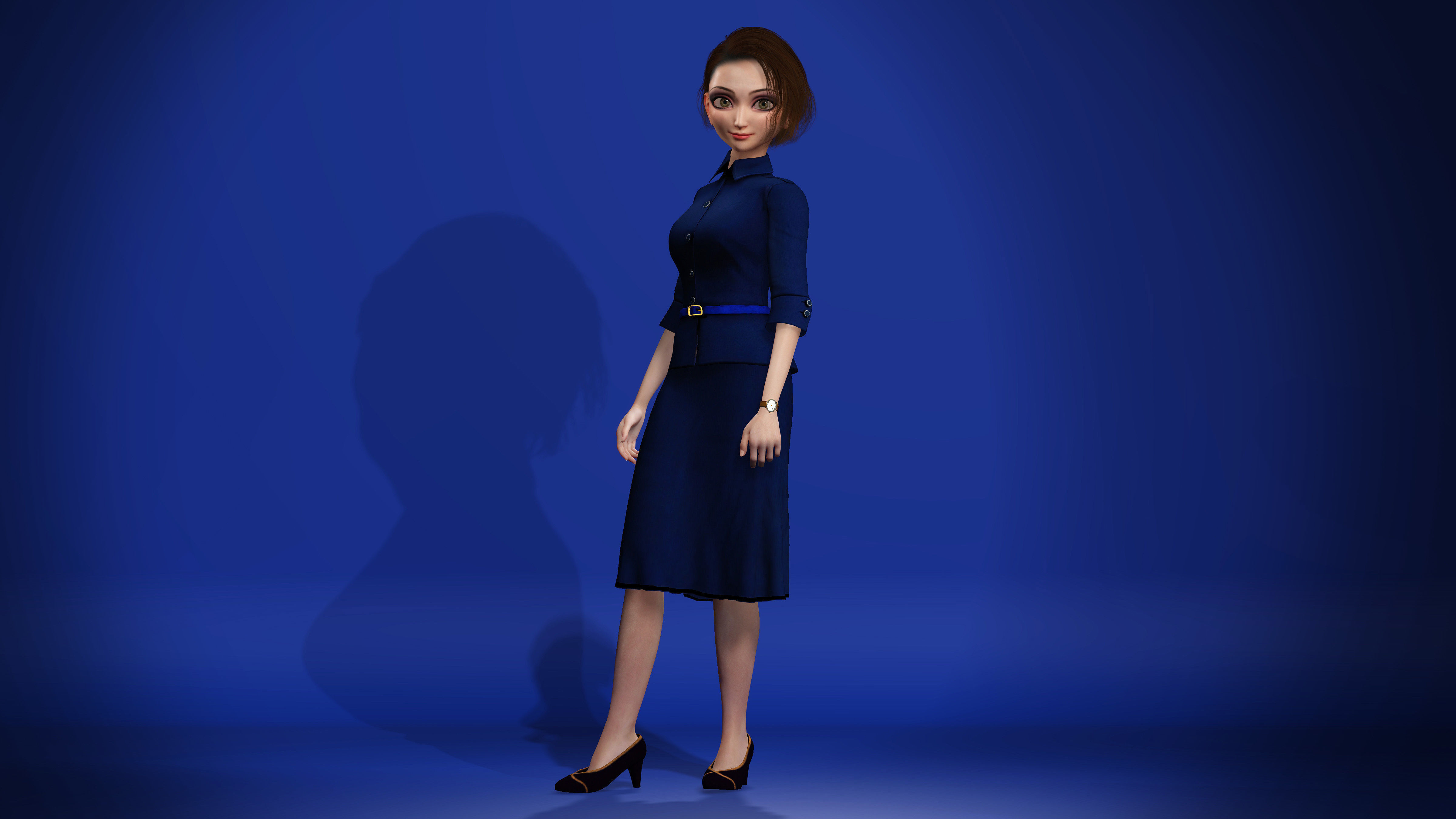 Stylized Lady Rigged with expression blend shapes 3D model rigged ...