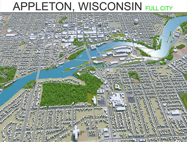 3D model Appleton Wisconsin USA 40km VR / AR / low-poly | CGTrader