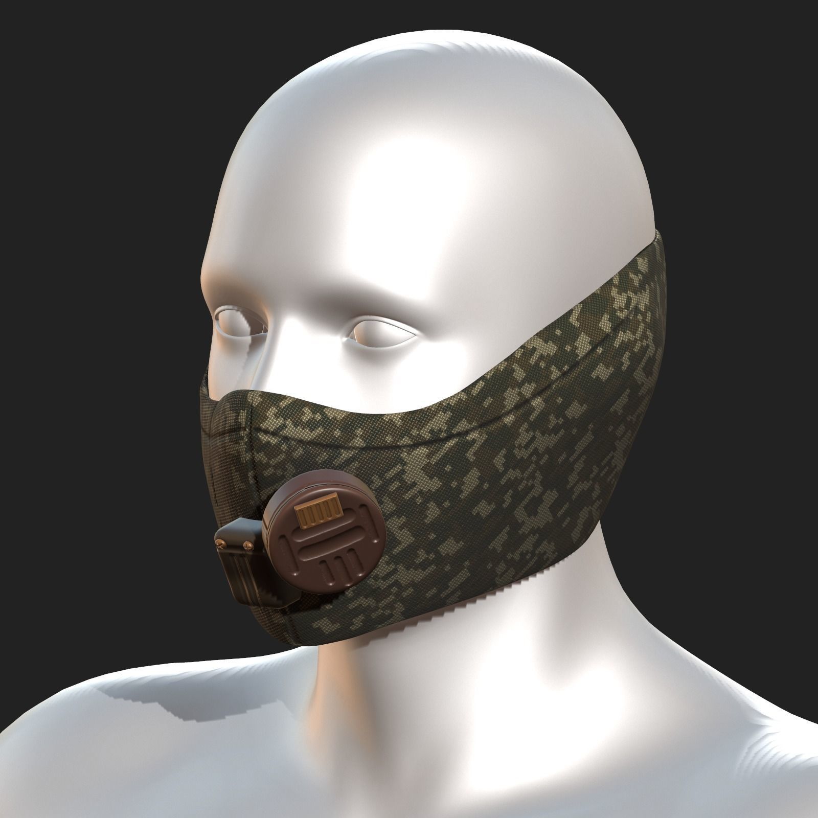3D model gas mask sci fi millitary combat low poly VR / AR / low-poly ...