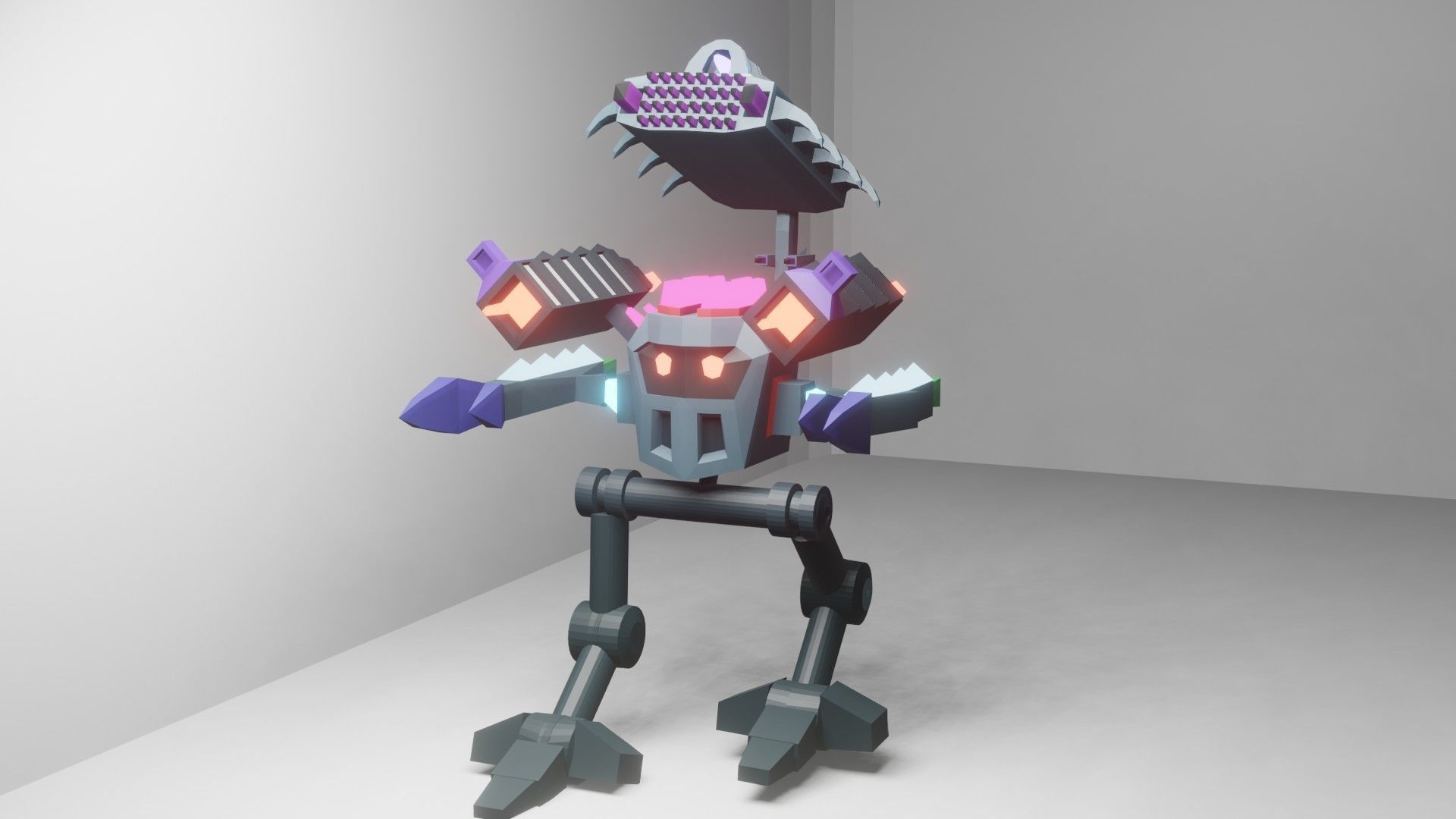 animated lowpoly mech free VR / AR / low-poly 3D model animated rigged ...