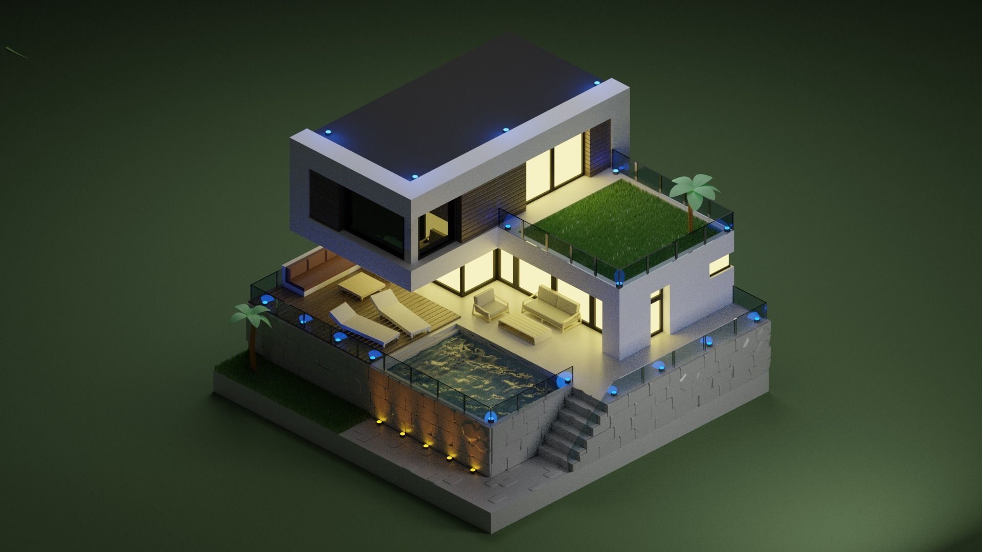 Low poly summer house free 3D model | CGTrader