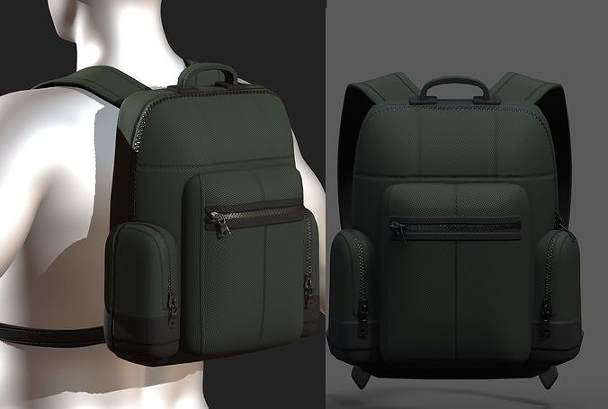 3D model Backpack bag baggage Color 3d low poly Low-poly VR / AR / low ...