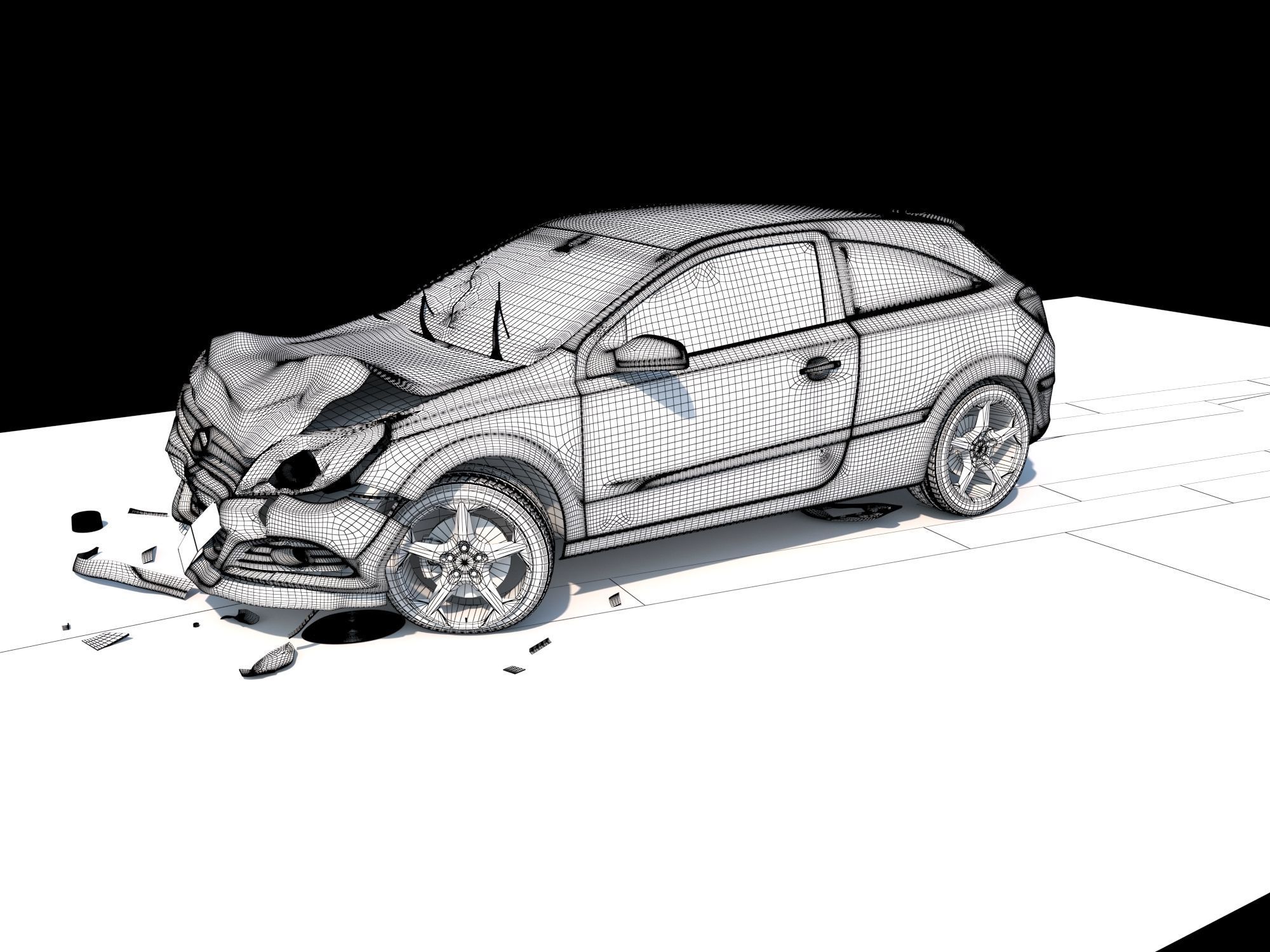3D model Crashed Wrecked Car 2 VR / AR / low-poly | CGTrader