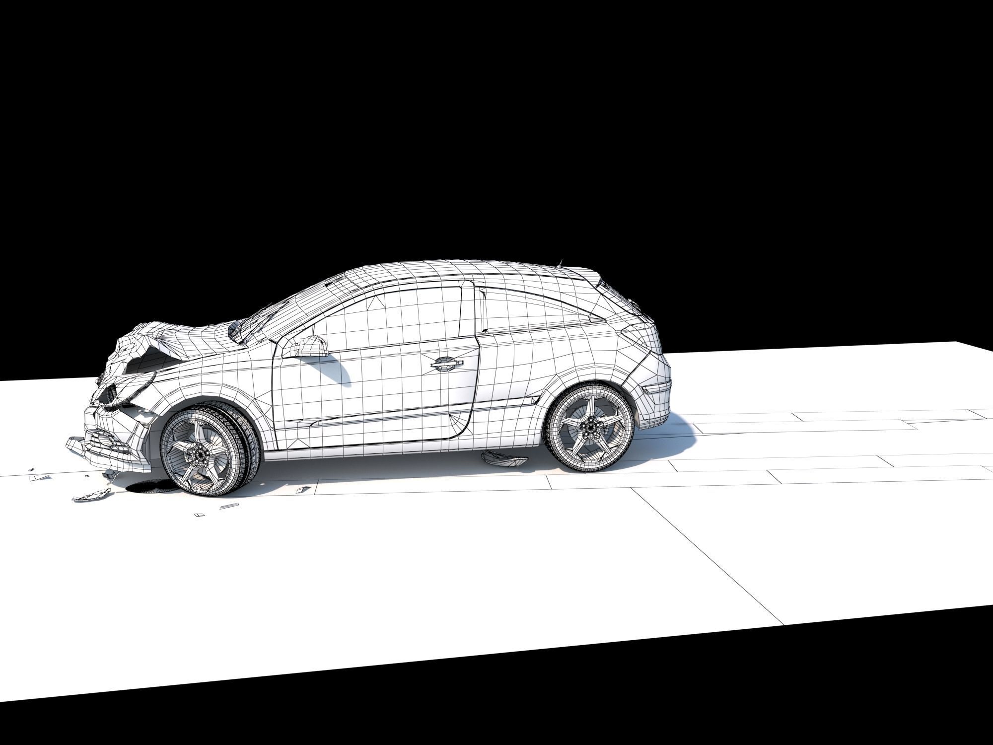 3D model Crashed Wrecked Car 2 VR / AR / low-poly | CGTrader