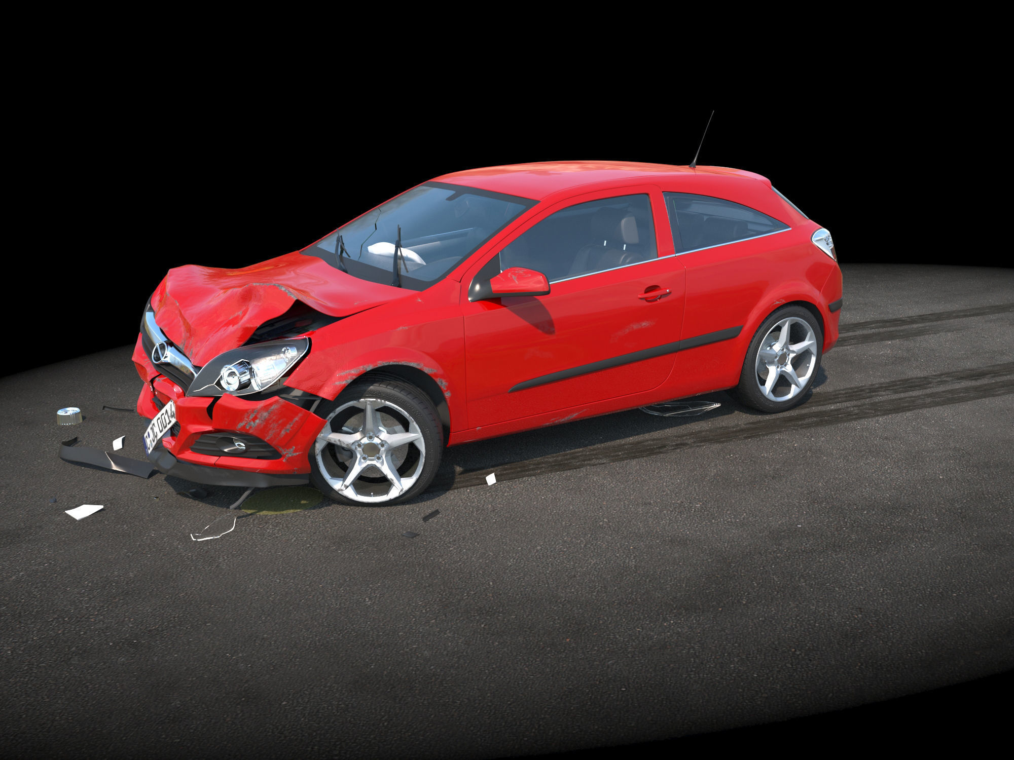 3D model Crashed Wrecked Car 2 VR / AR / low-poly | CGTrader