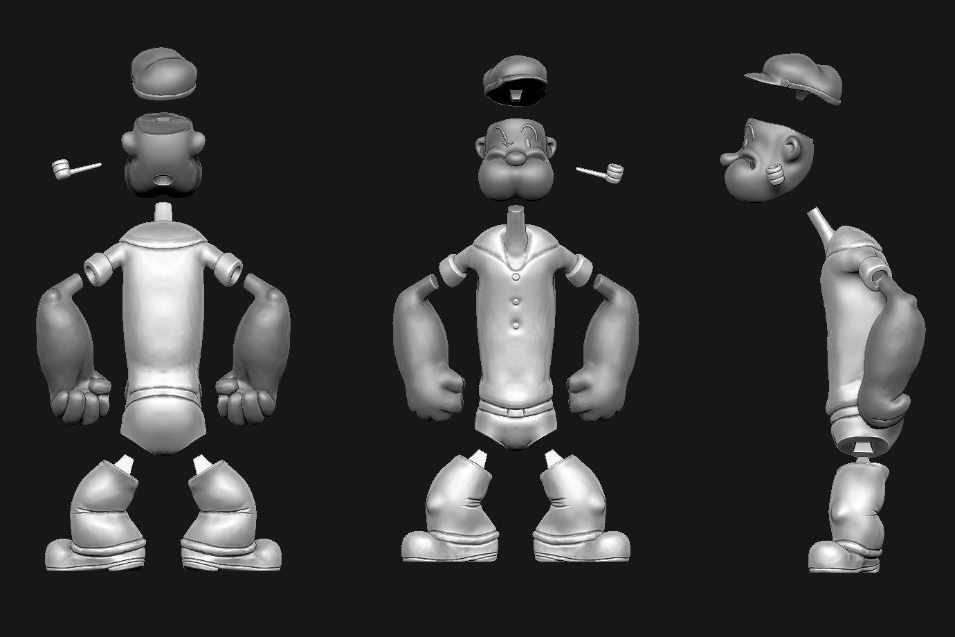 Popeye cartoon character 3D model 3D printable | CGTrader