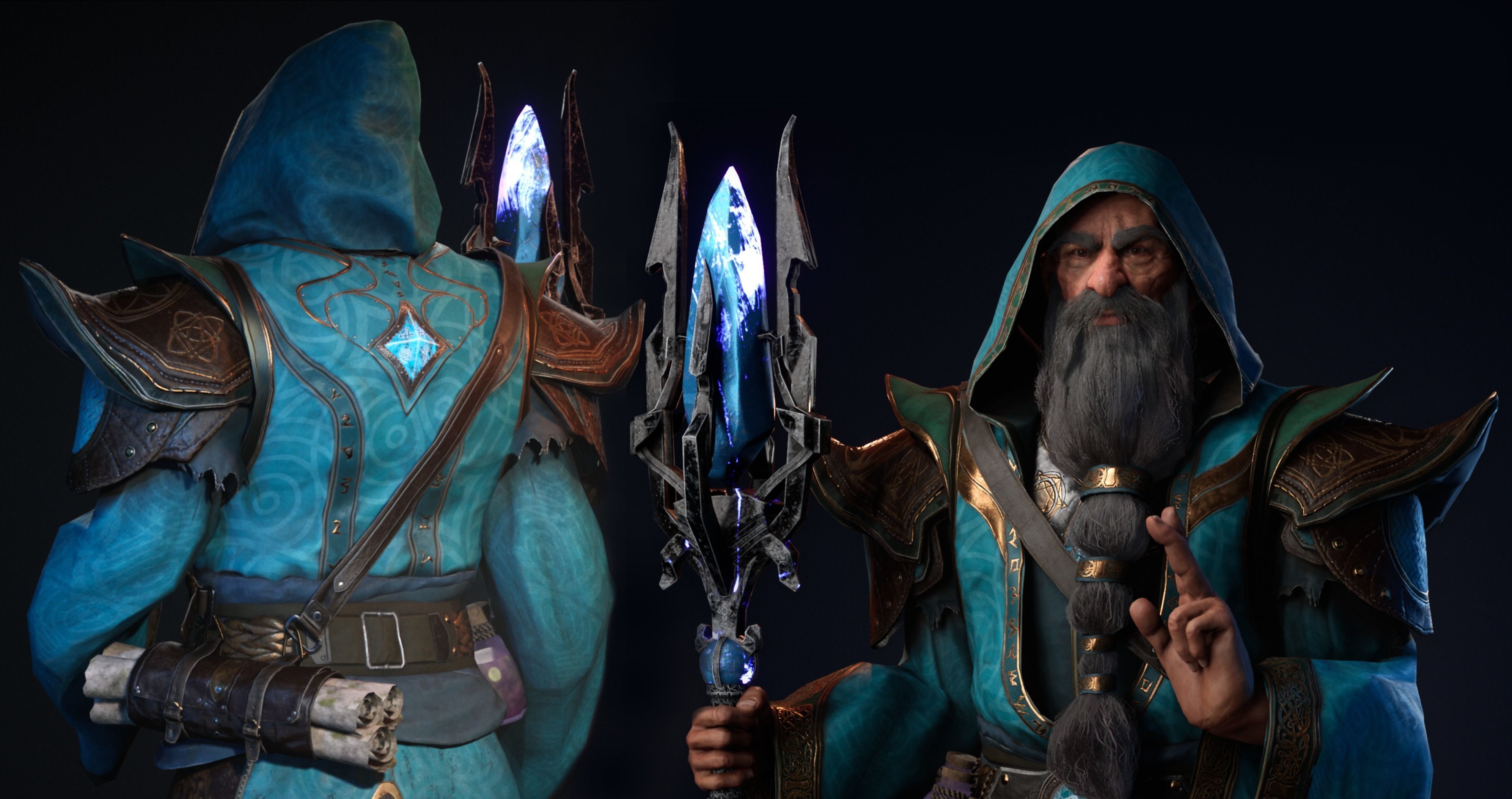 3D model Wizard holding sword VR / AR / low-poly rigged animated | CGTrader