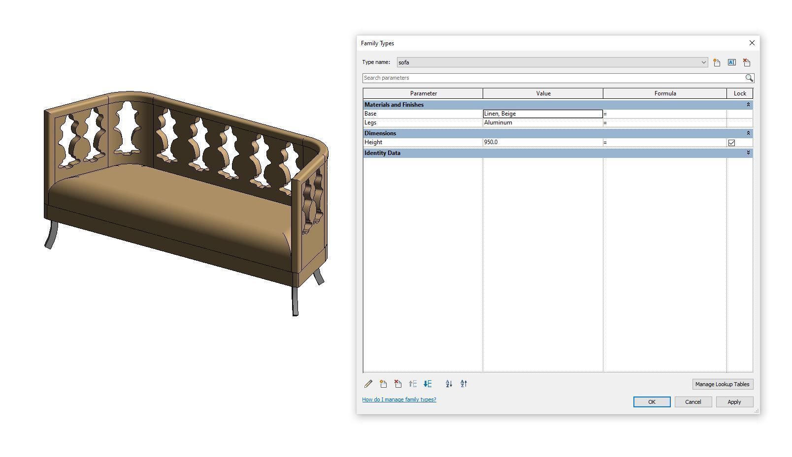 Revit Family - Full scalable sofa free VR / AR / low-poly 3D model ...