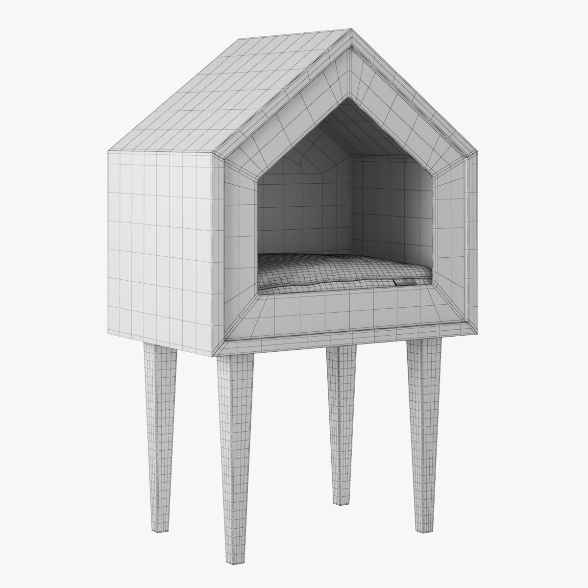 Oak wood cat house 3D model | CGTrader